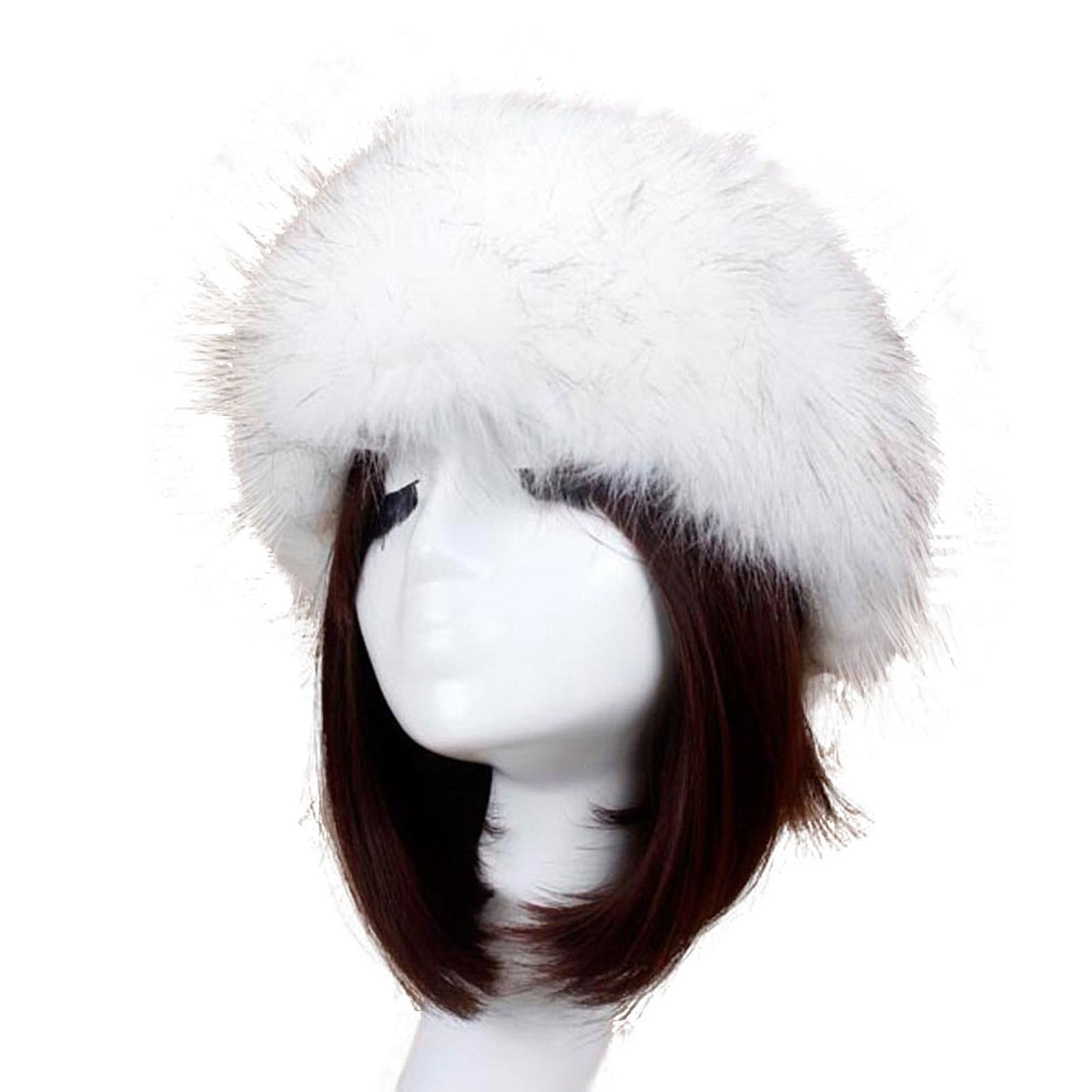 Honeeladyy Women's Faux Fur Hats Fluffy Furry Hat Russian Style Beret ...