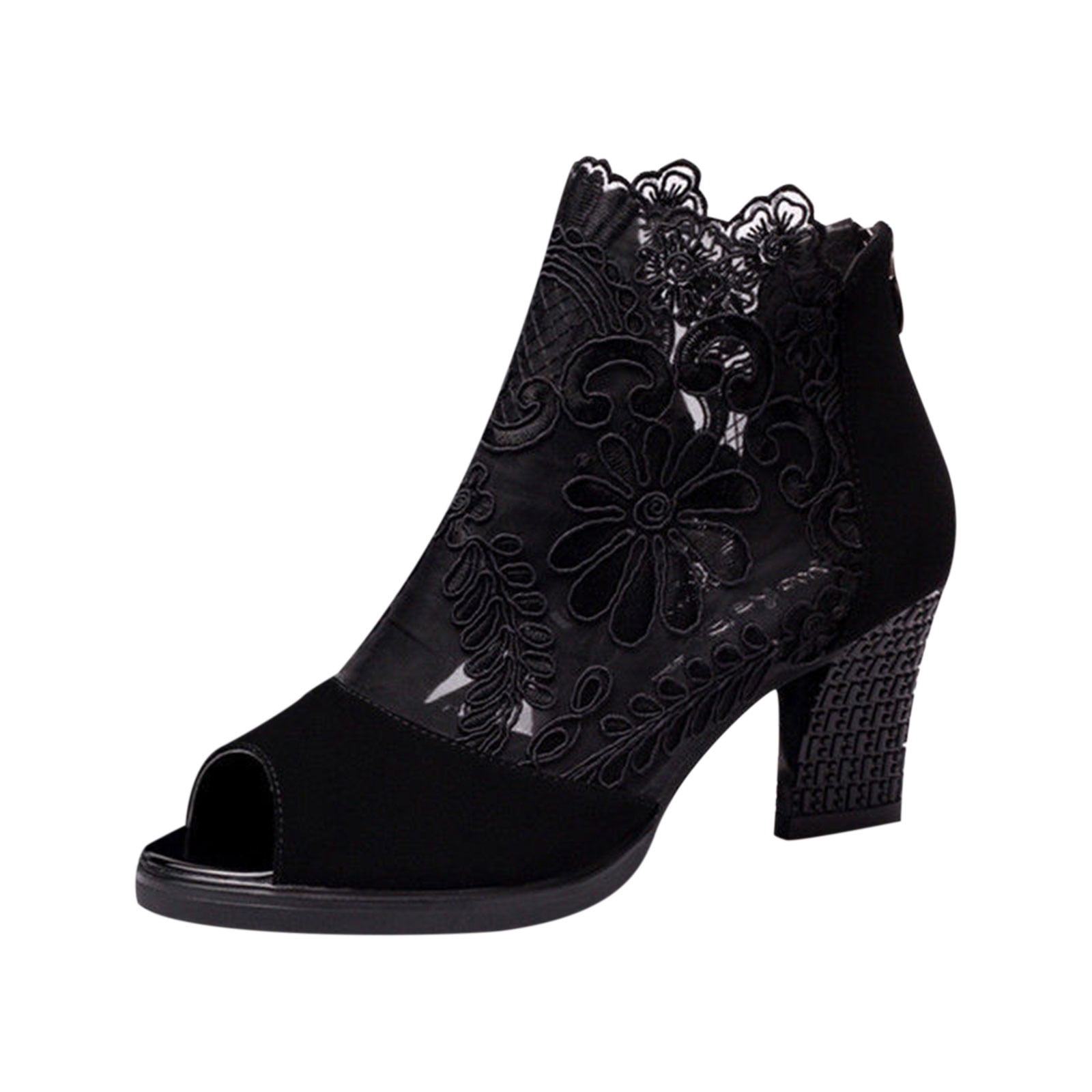 Honeeladyy Women's Pointed Toe Open Toe Lace Splicing Comfy Casual ...