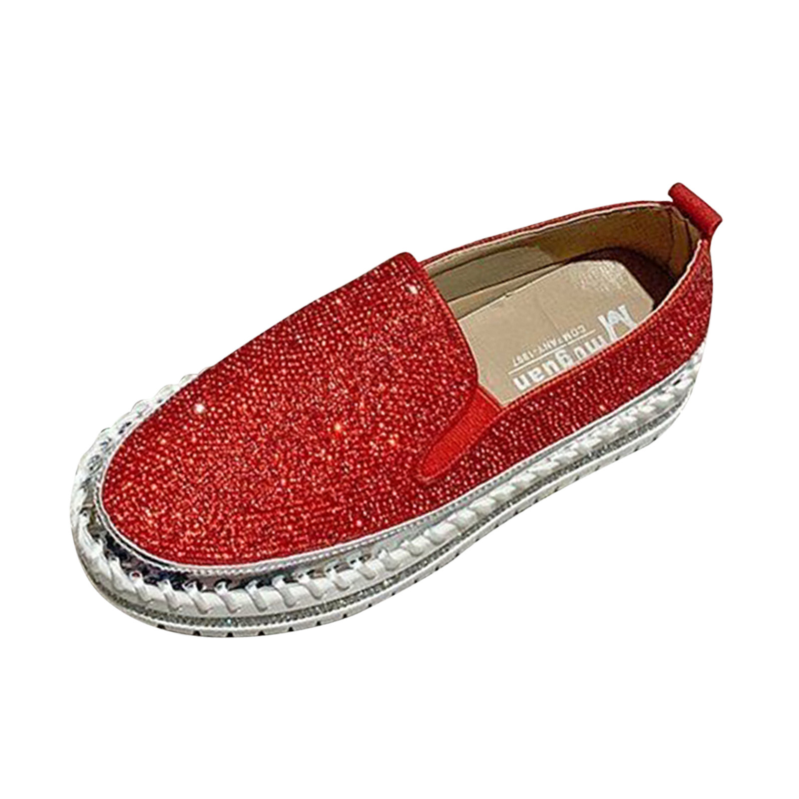 Honeeladyy sandals for women Fashion Rhinestone Flat Sole Single Shoes ...