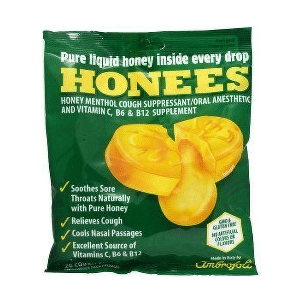 Honees Cough Drops Pack of 2 with 20 Drops Each - Contains Honey, Menthol, Vitamin C, B6 & B12 ...