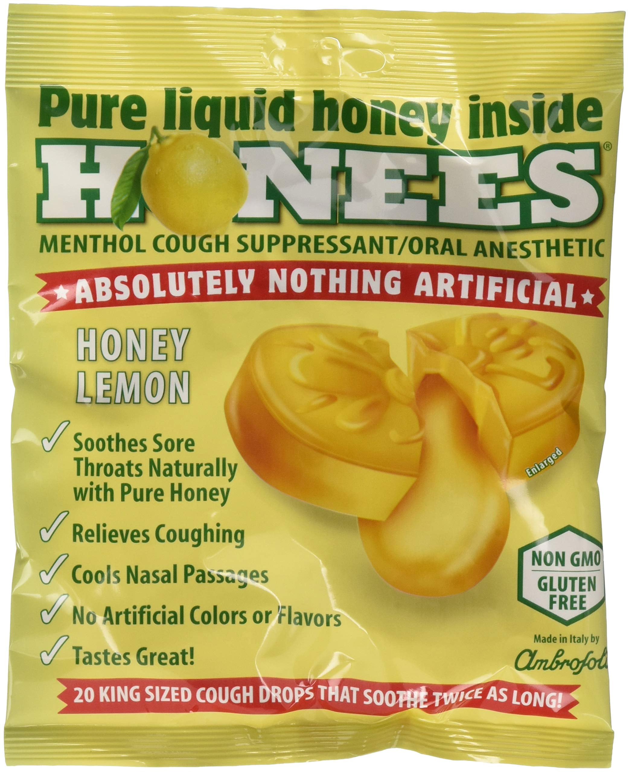Honees Honey Lemon Cough Drops, 20 Count (Pack of 12) - Walmart.com