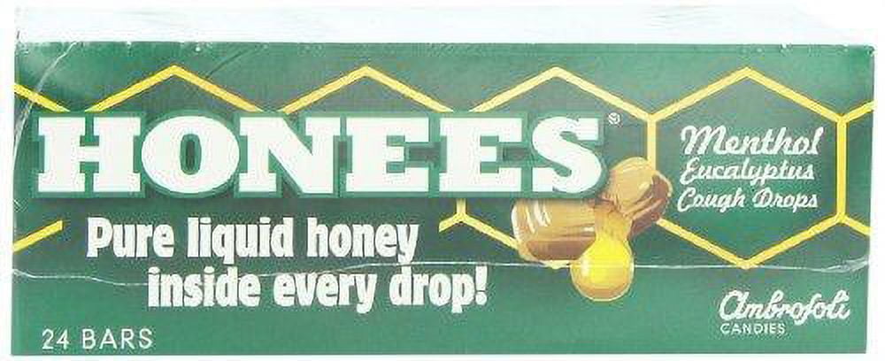 Honees Menthol Eucalyptus Cough Drops, 9-Drop Bars (Pack of 24) (GREEN ...