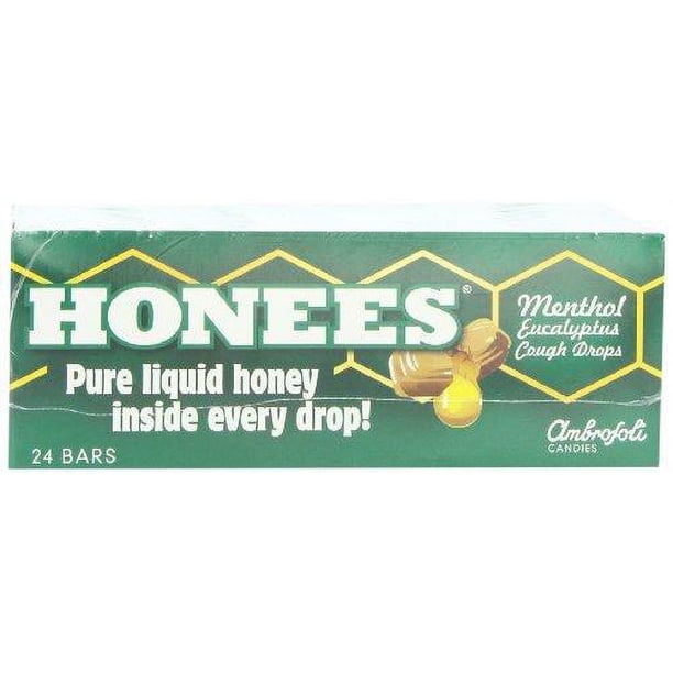 Honees Menthol Eucalyptus Cough Drops, 9-Drop Bars (Pack of 24) (GREEN ...