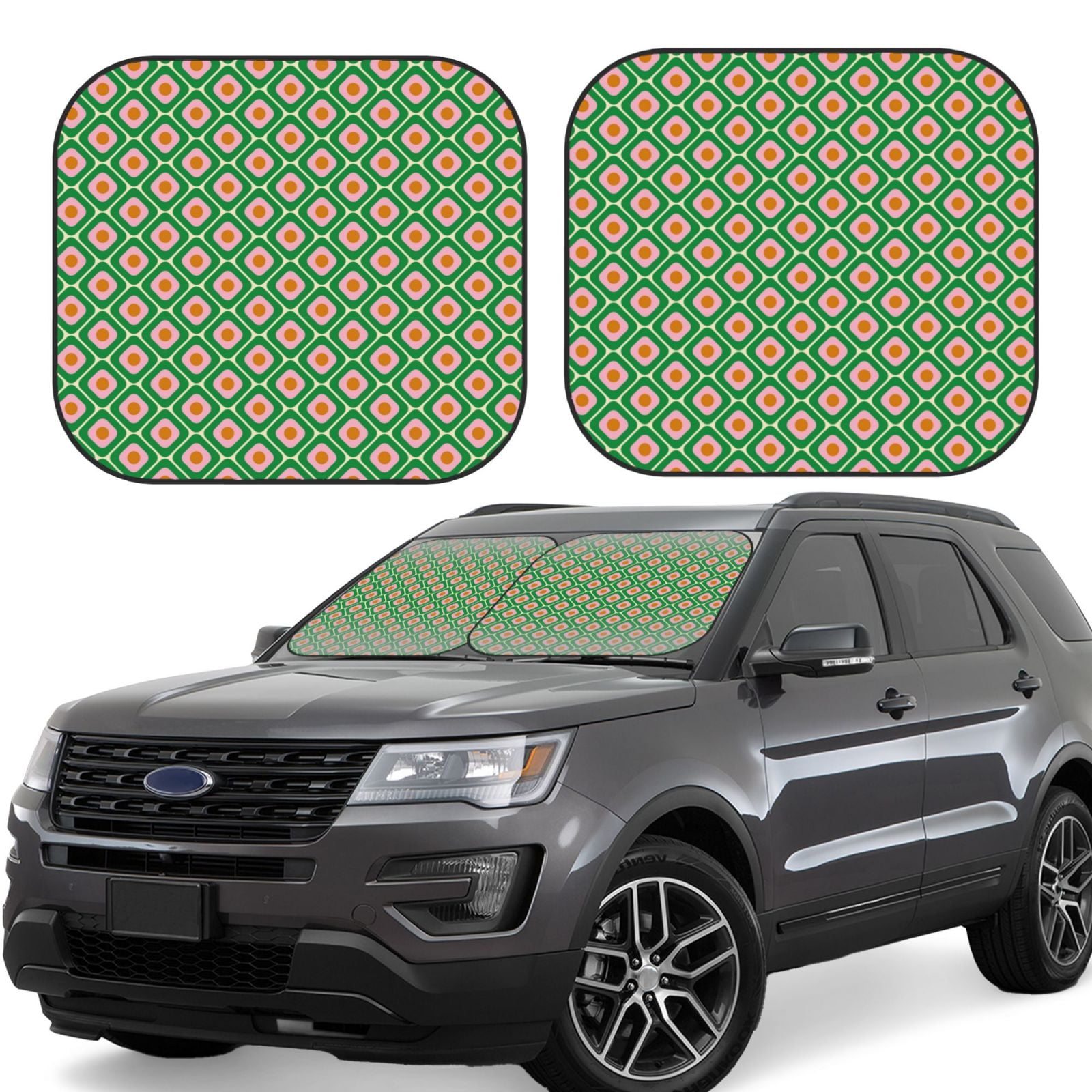 Honeii 60s and 70s Style Print Foldable Car Sun Shade for Windshield, 2 ...