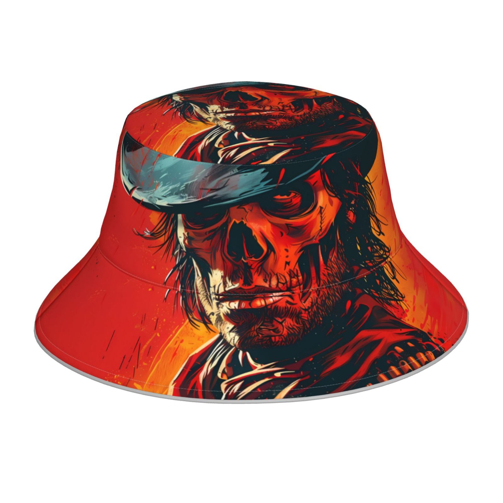 Honeii 60s Western Skull Cowboy for Unisex Bucket Hat Waterproof Rain ...