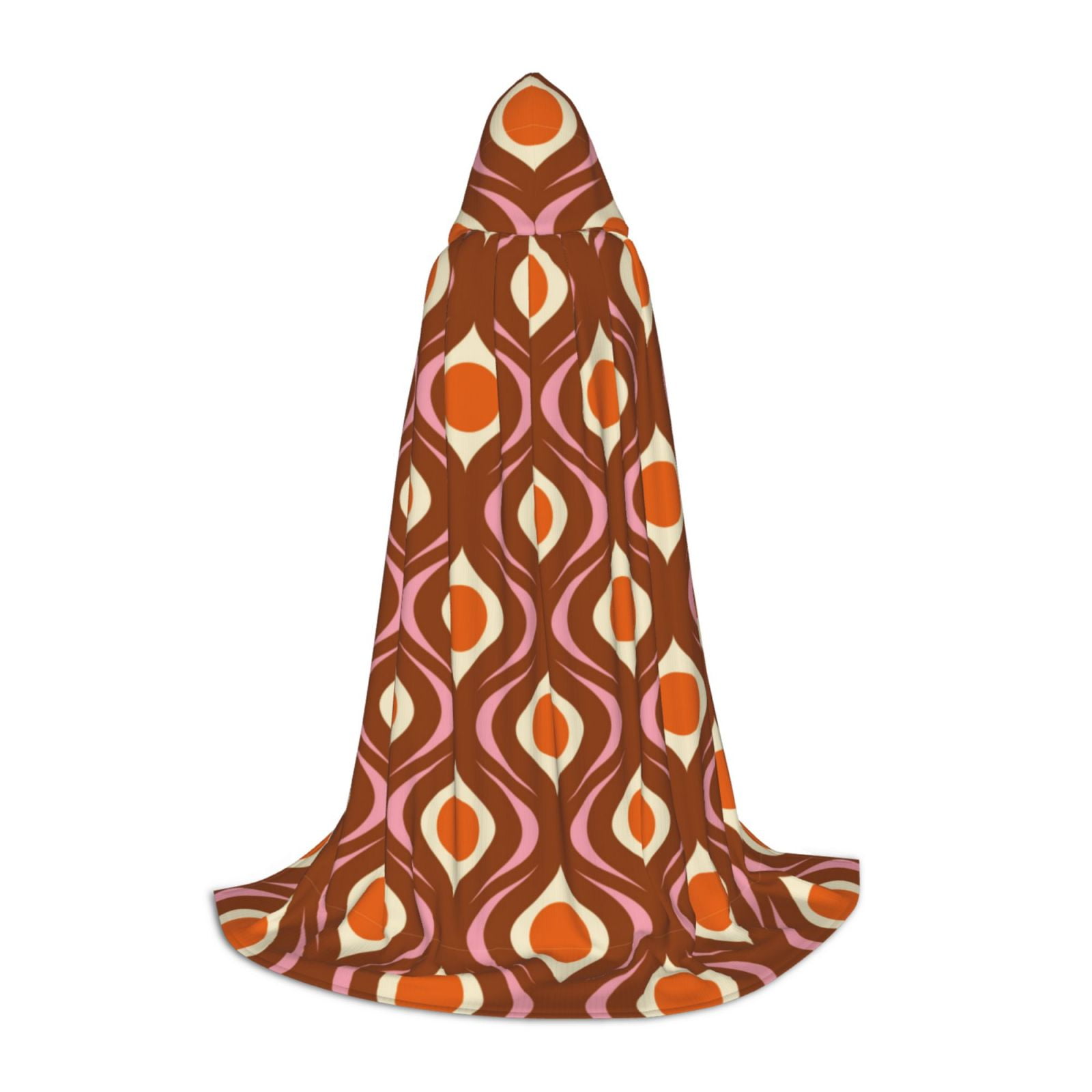 Honeii 70's Retro Print Poncho Cape, Cloak Coat, Snuggly Hooded ...