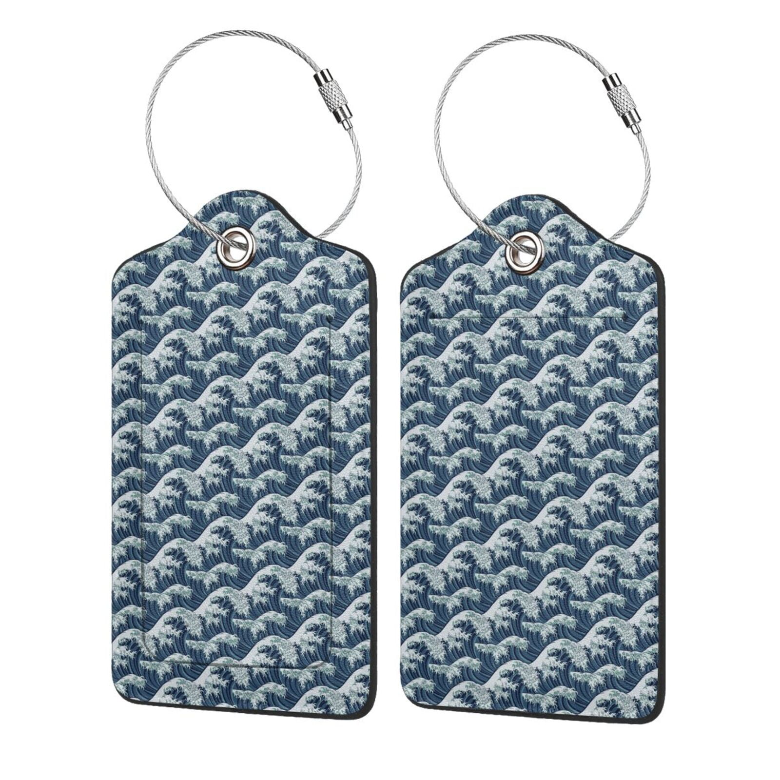 Honeii A Japanese Great Wave Print Leather Luggage Tag for Suitcases,ID ...
