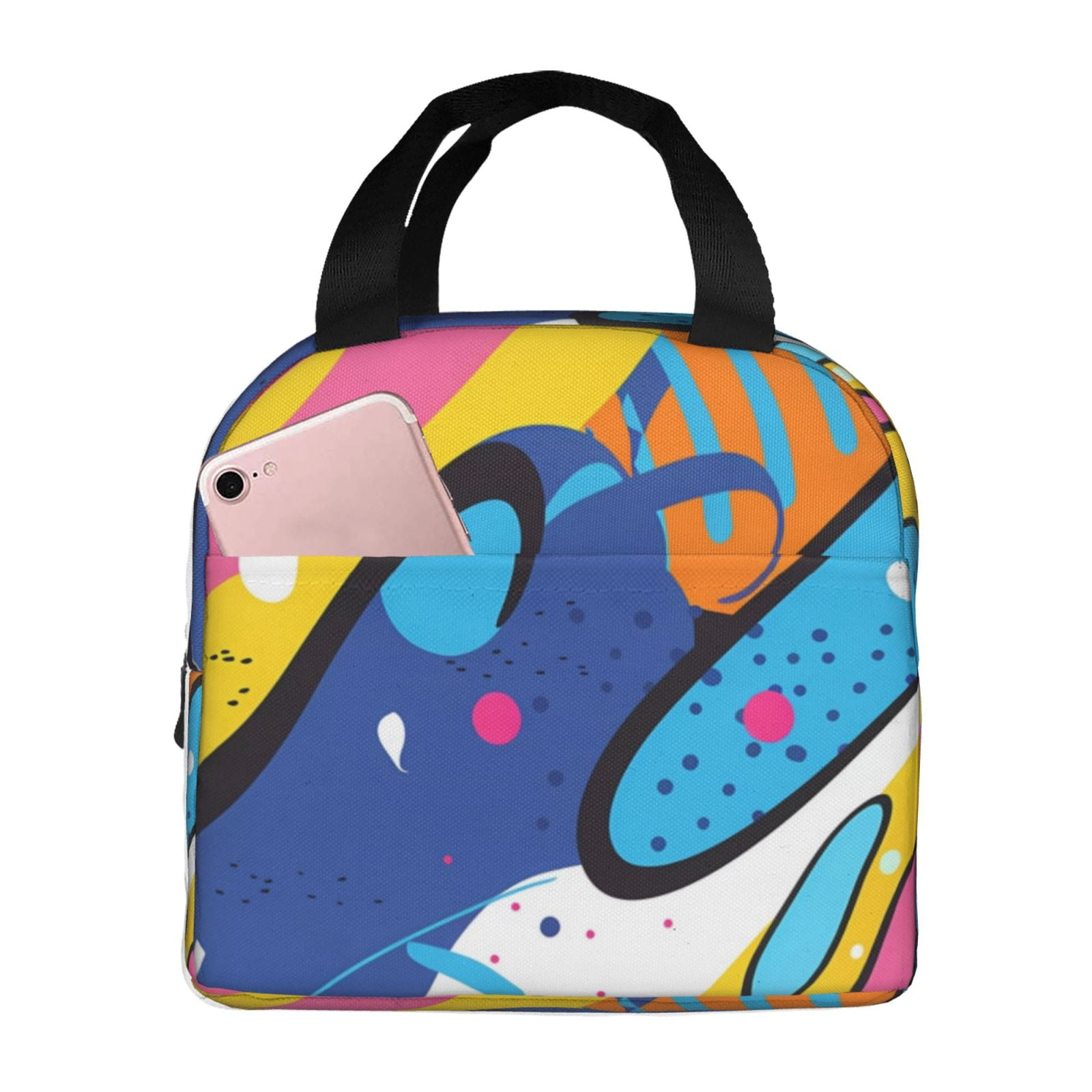 Honeii Abstract Color Splash Print Lunch Bag Women, Lunch Box Lunch Bag ...