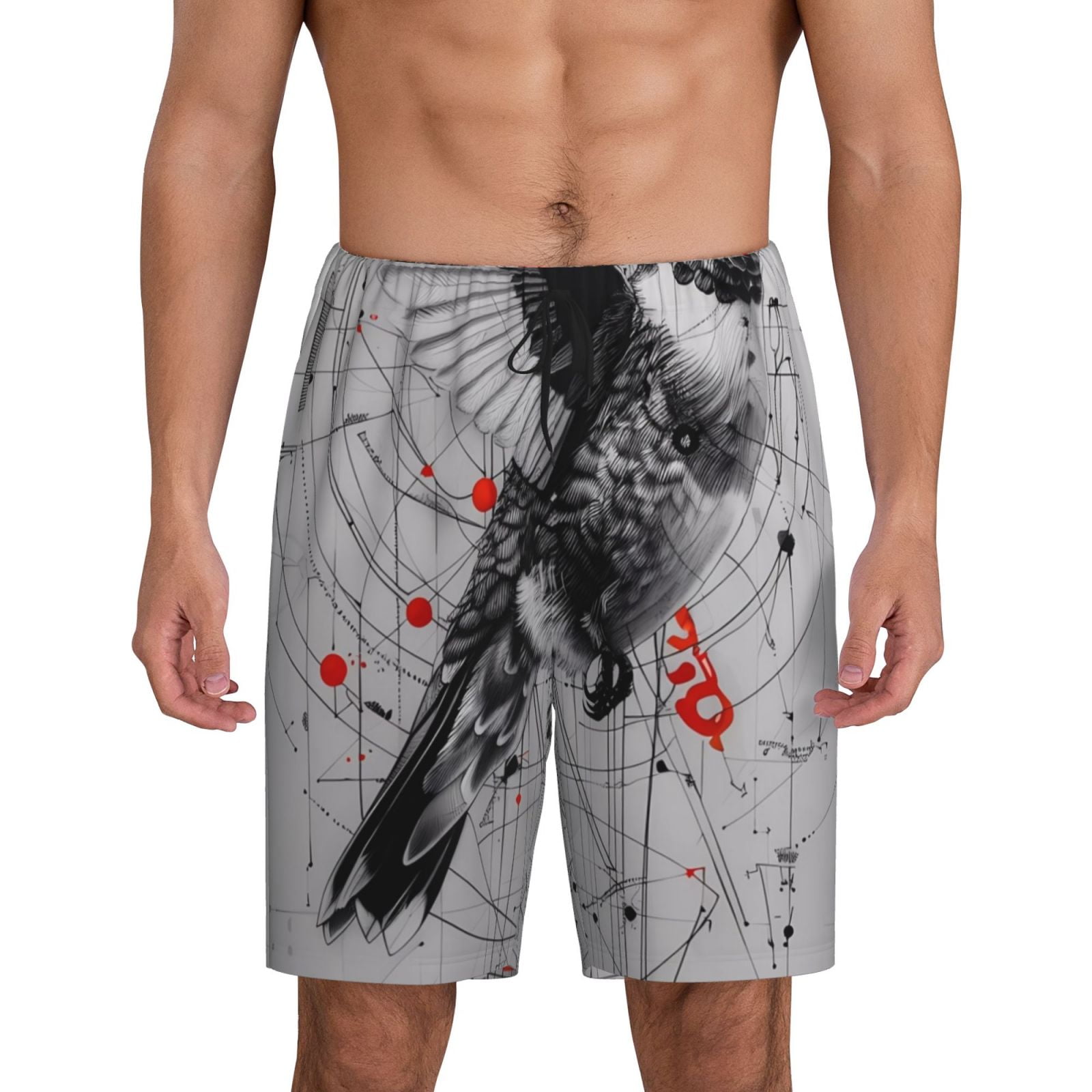 Honeii Abstract Geometric Hummingbird Print Men's Pajama Sleepwear ...