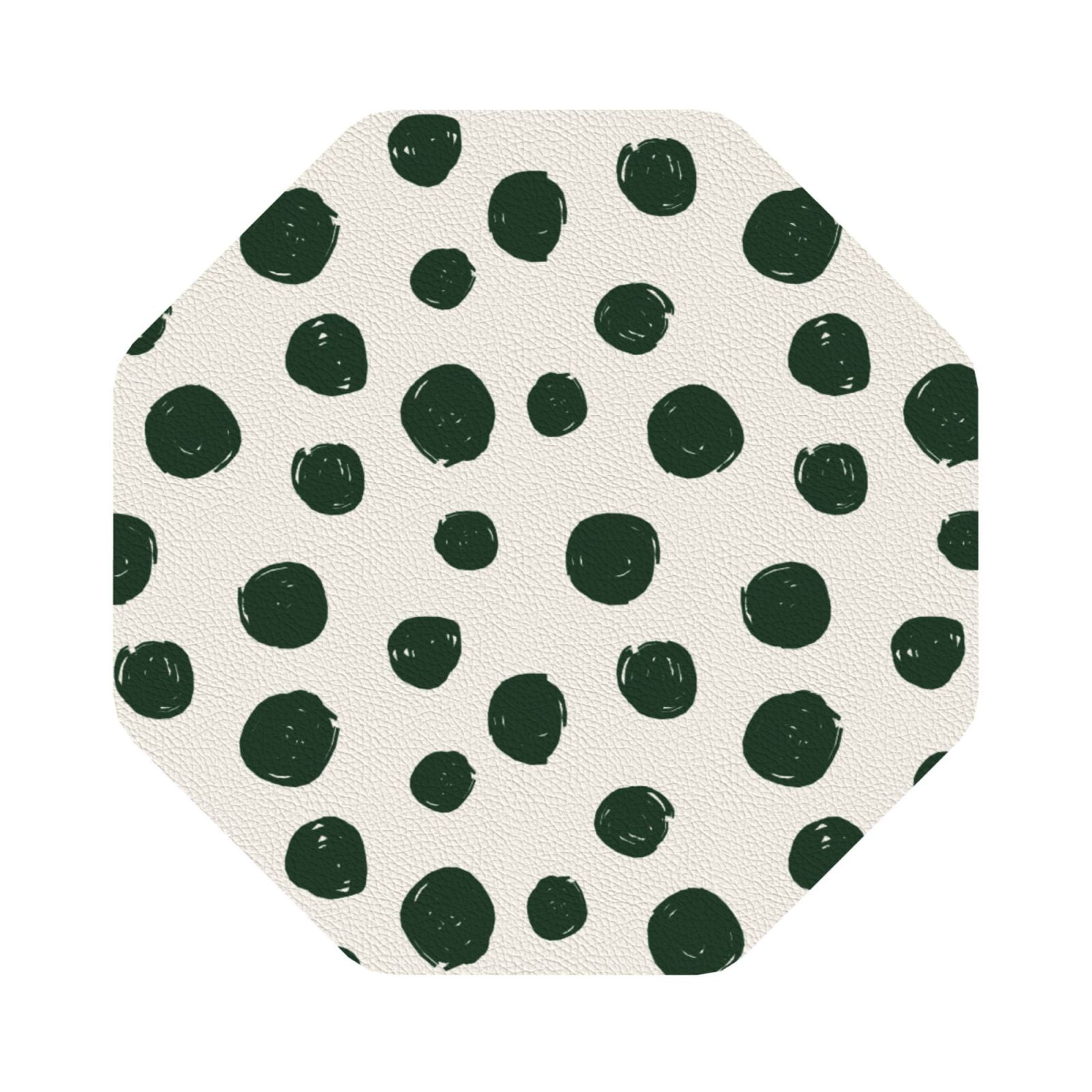 Honeii Abstract Green Polka Dot Print Leather Coaster Set of 6, Ideal ...