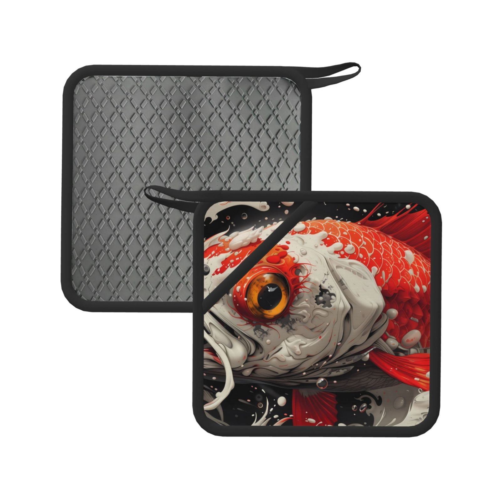 Honeii Abstract Red Koi Fish Art for Silicone Trivets for Hot Pots and ...