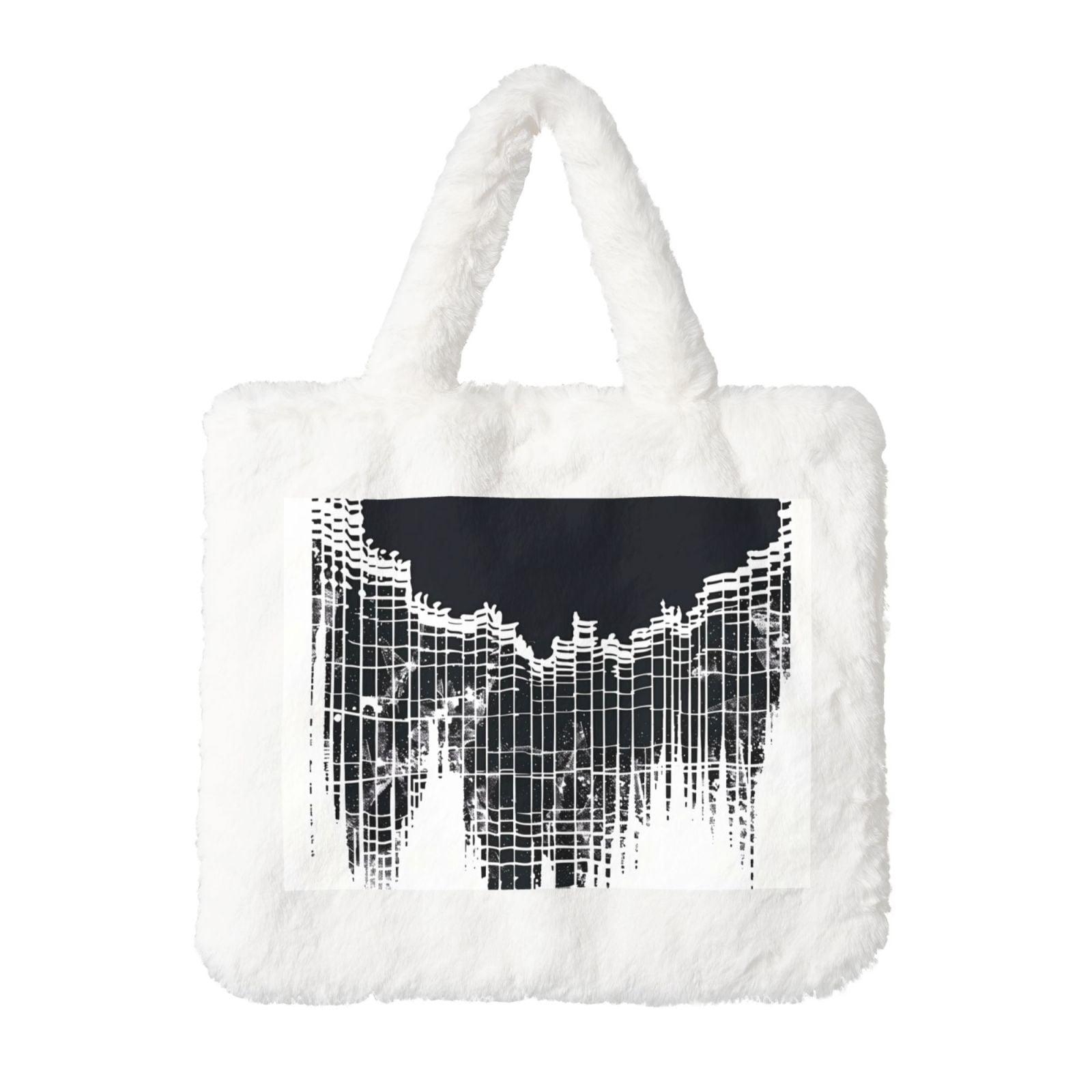 Honeii Abstract Red Sun Design Print Fluffy Shoulder Bag Plush Bags ...