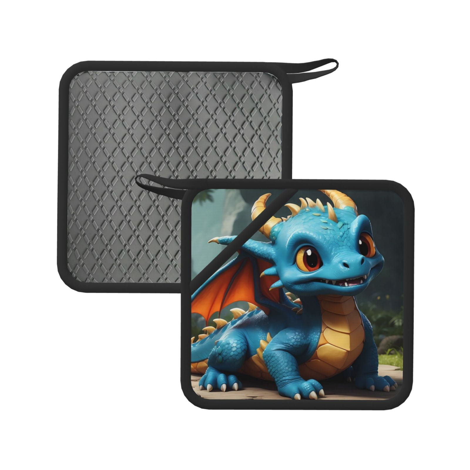 Honeii Adorable Blue Baby Dragon for Silicone Trivets for Hot Pots and ...
