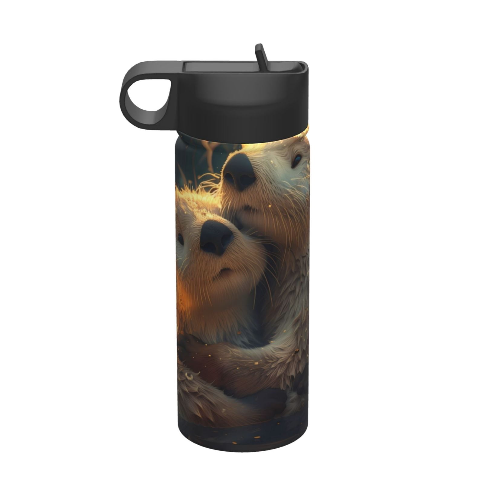 Honeii Adorable Otter Pair Hug Print 18 oz Insulated Water Bottle with ...