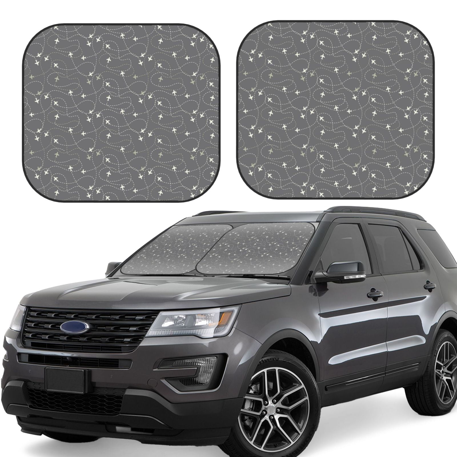 Honeii Airplane Routes Around The World Print Foldable Car Sun Shade ...