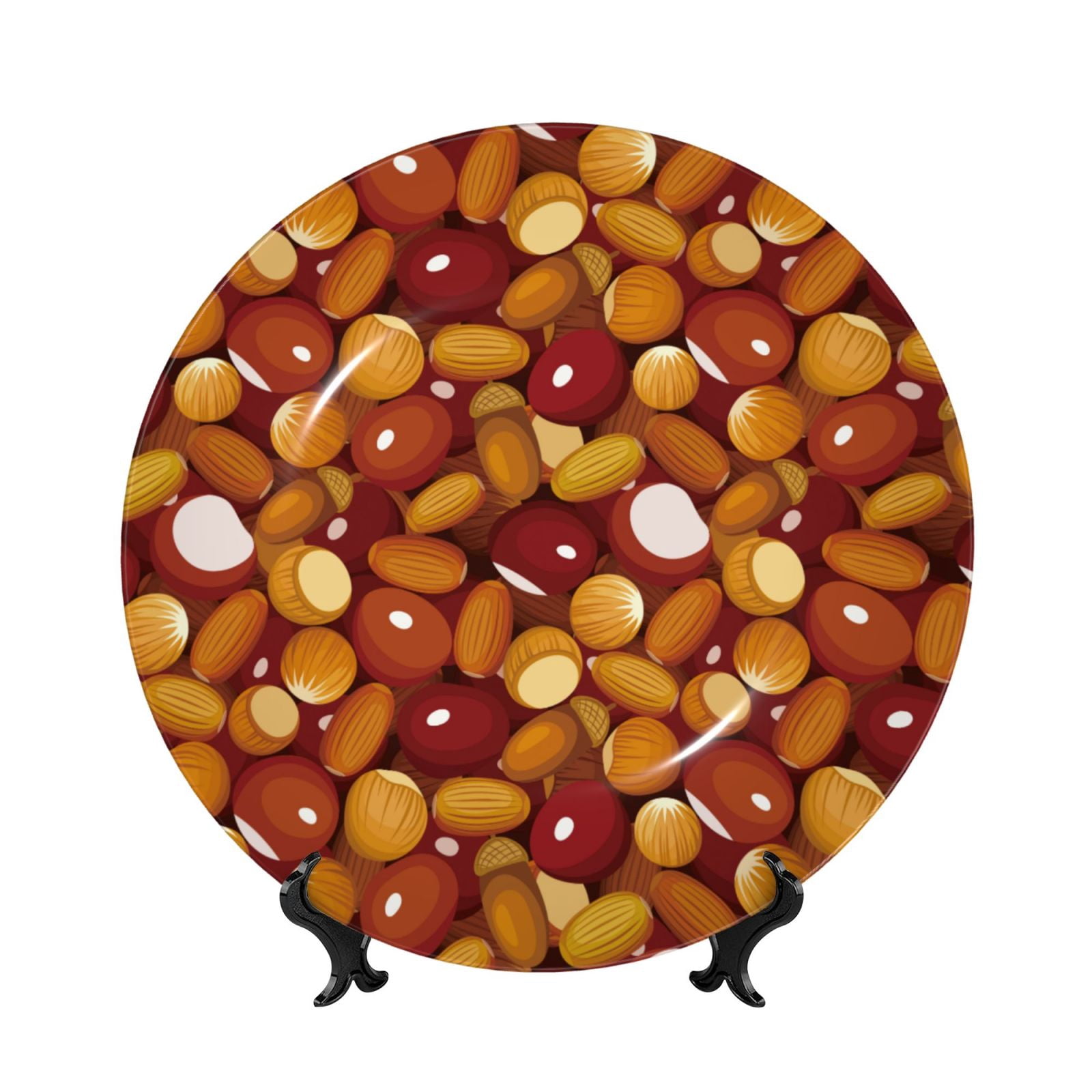 Honeii Almond Nuts Print Elegant Bone China Decorative Plate, Porcelain ...