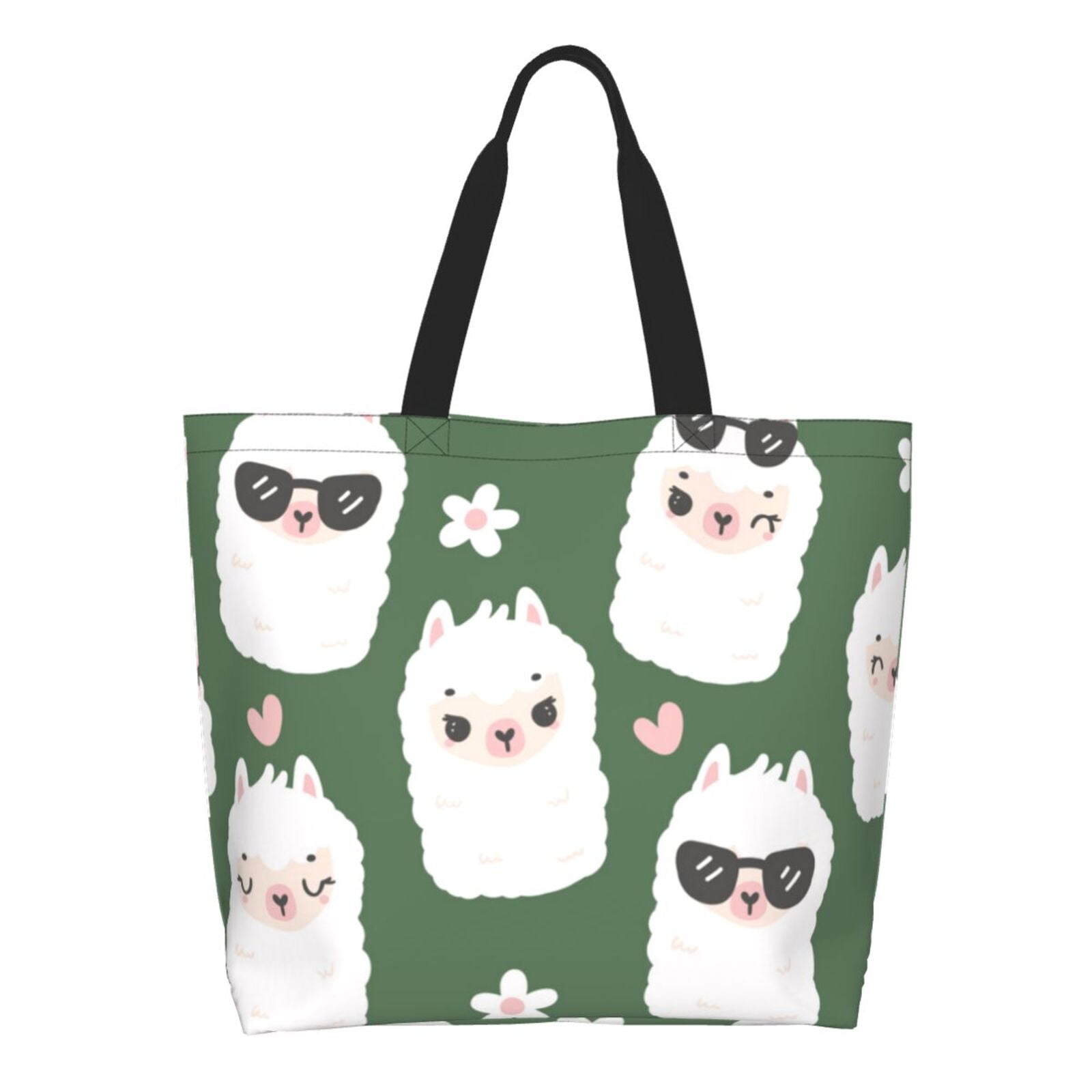 Honeii Alpaca Faces Print Tote Bag for Women, Foldable Tote Bag Large ...