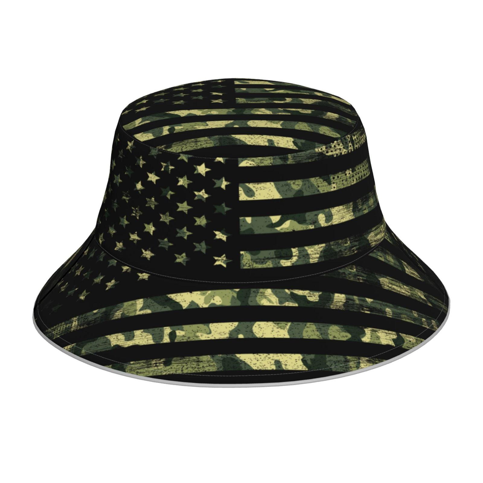Honeii American Flag Camo for Unisex Bucket Hat Waterproof Rain Hat ...