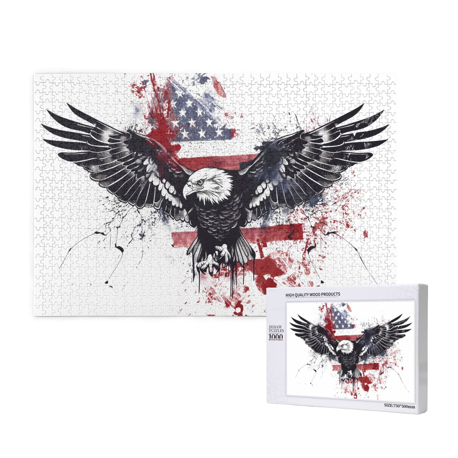 Honeii American Flag Eagle Art Pattern 1000 Piece Puzzles for Adults ...