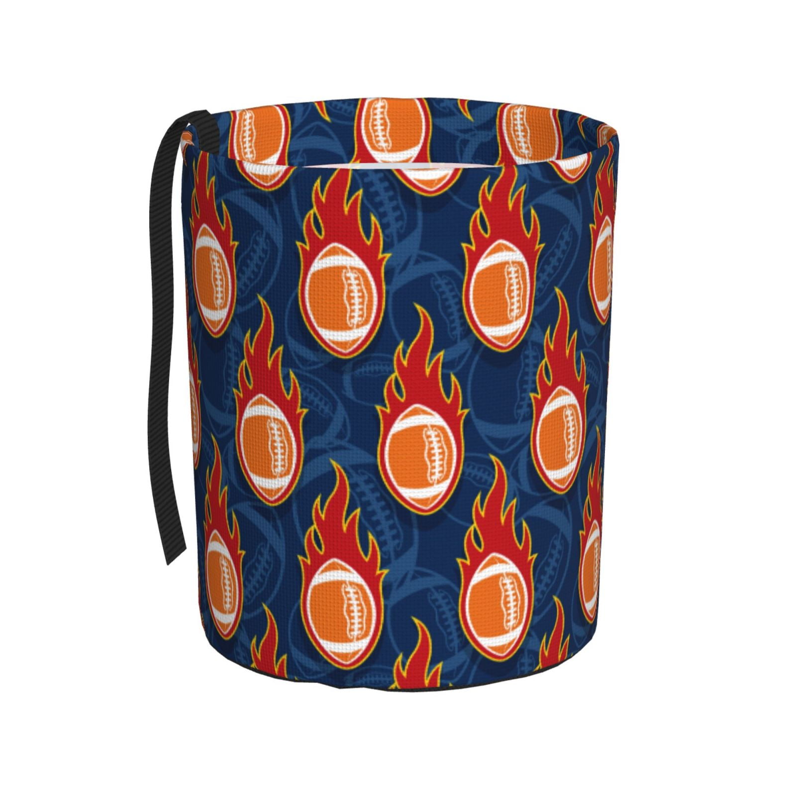 Honeii American Football and Fire Flames Print Waterproof Car Trash Can ...