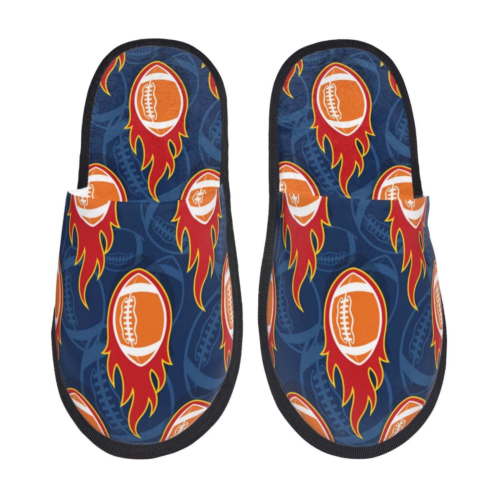Honeii American Football and Fire Flames print Slippers Memory Foam ...