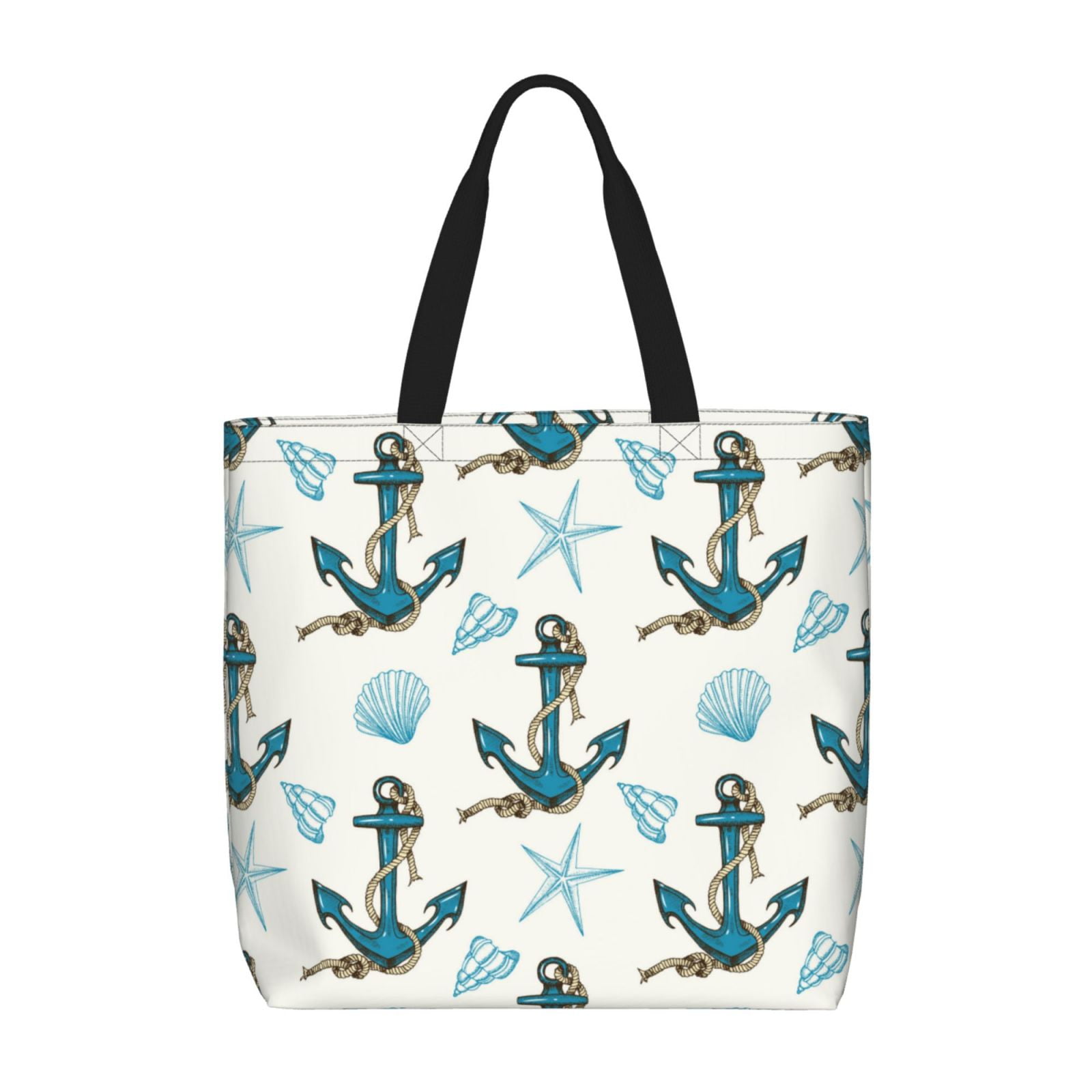 Honeii Anchors And Shells Print Tote Bag, Reusable Grocery Shopping Bag ...