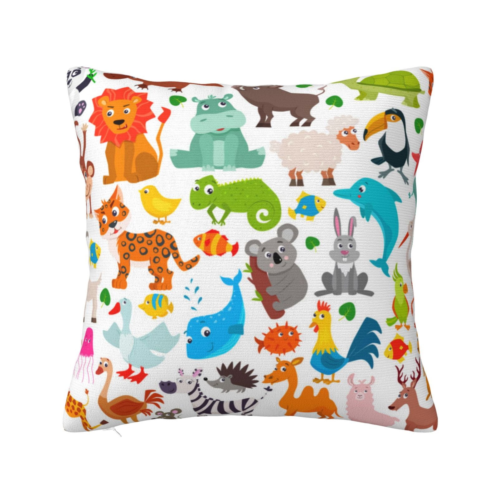 Honeii Animals Print Throw Pillow, Square Decorative Pillow Forms Soft ...