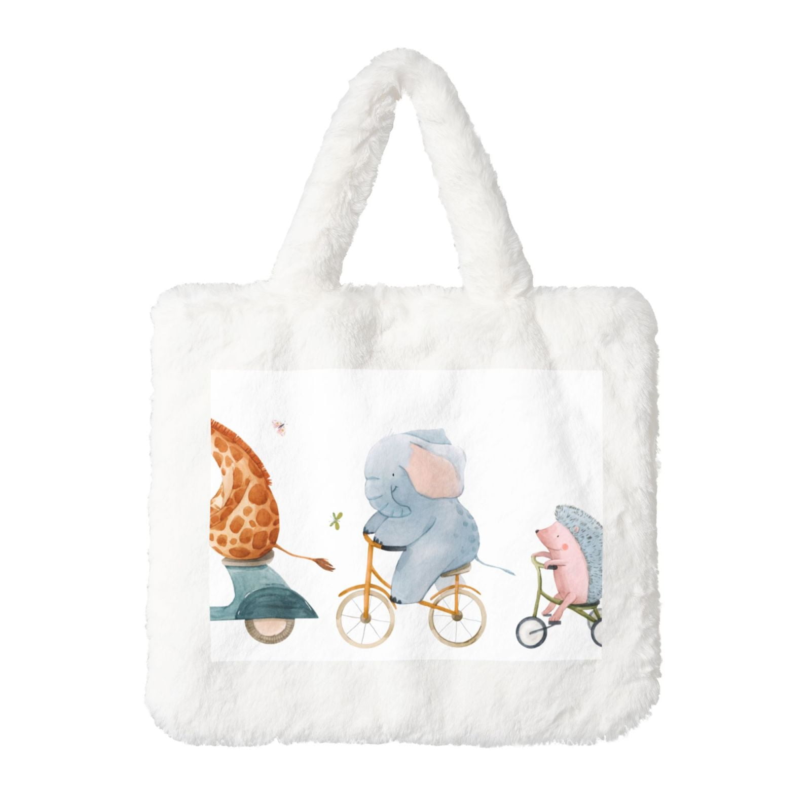 Honeii Animals in Transport Print Fluffy Shoulder Bag Plush Bags Women ...