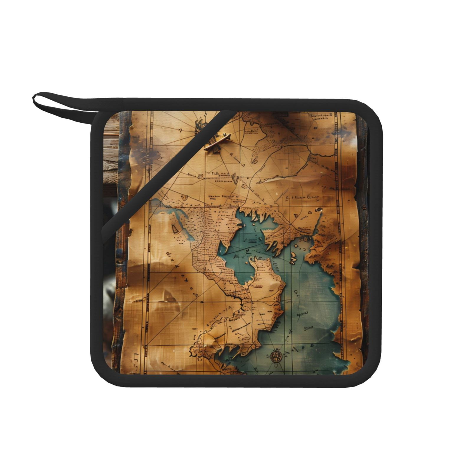Honeii Antique Map Adventure Scene for Silicone Trivets for Hot Pots ...