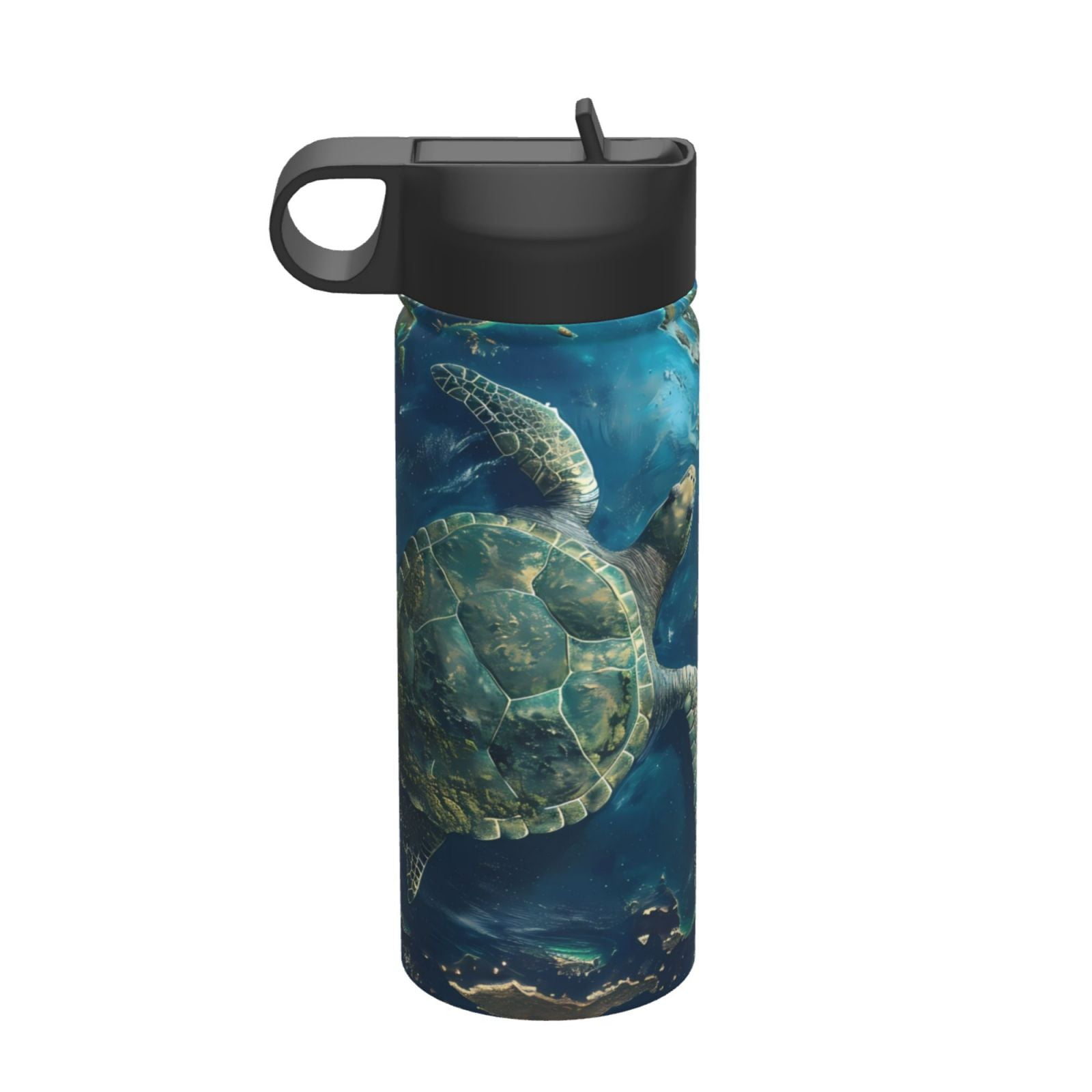 Honeii Artistic Turtle Earth Print 18 oz Insulated Water Bottle with ...