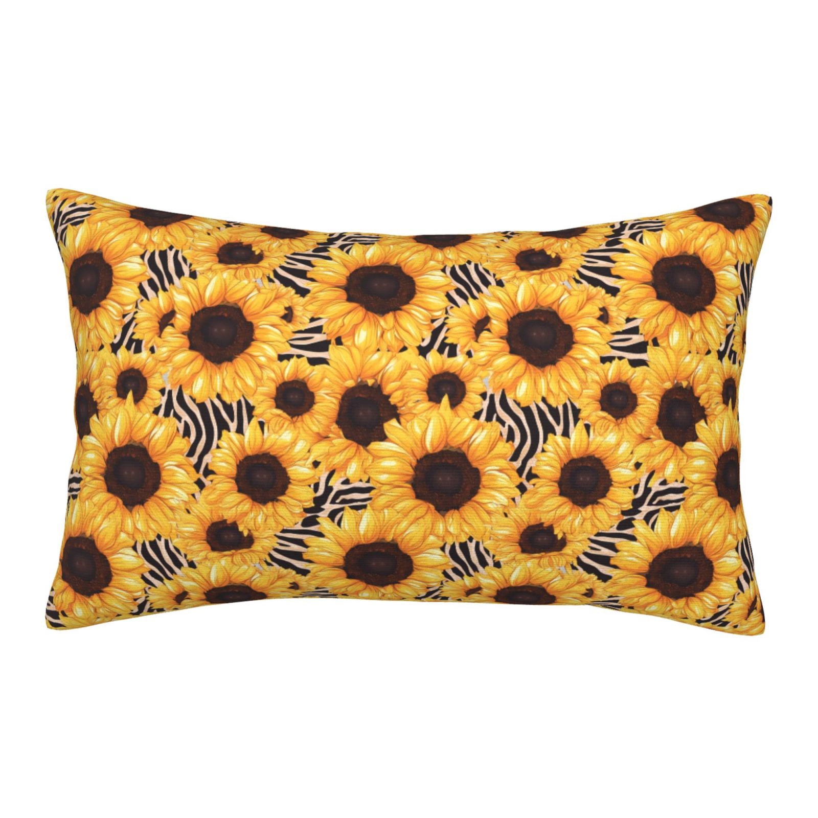 Honeii Artistic Zebra Print Sunflower Decorative Throw Pillow Case ...