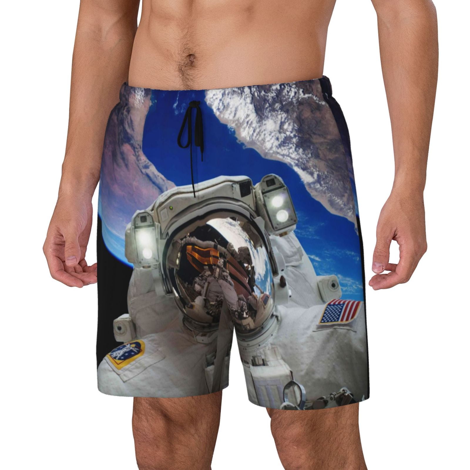 Honeii Astronaut in Outer Space Print Men's Swim Shorts,Mens Swim ...