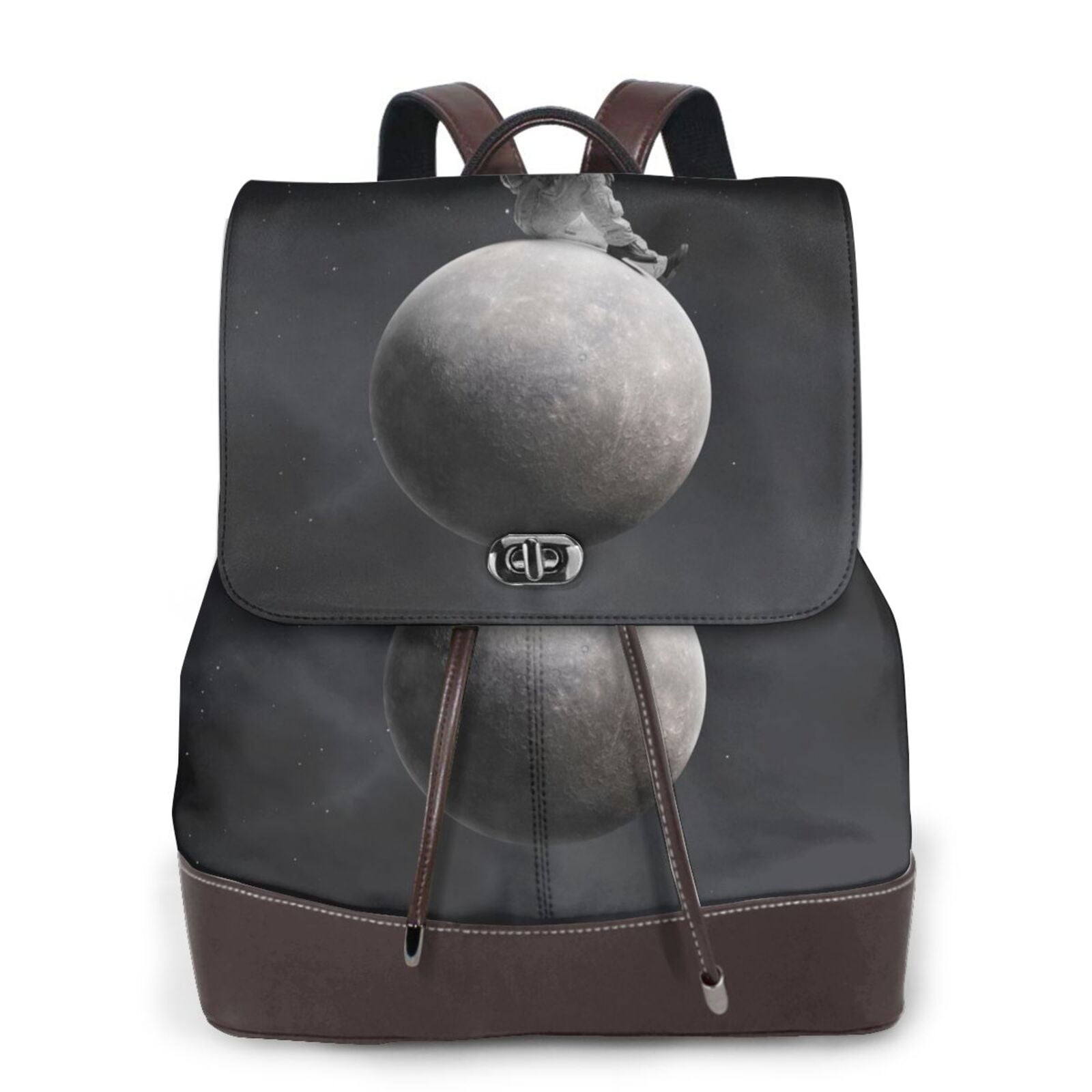 Honeii Astronaut Sitting On Mercury Planet rint Leather Backpack,Trendy ...