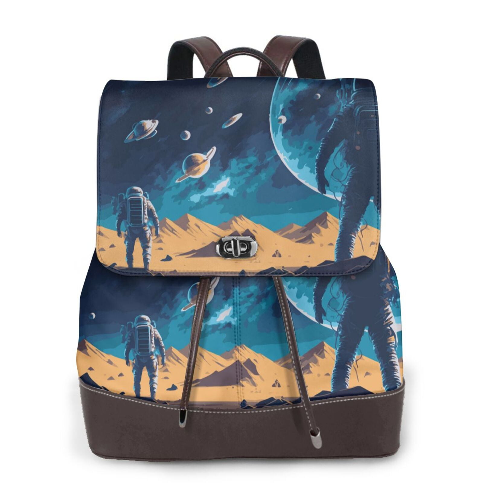 Honeii Astronaut In A Space Suit On The Planet rint Leather Backpack ...