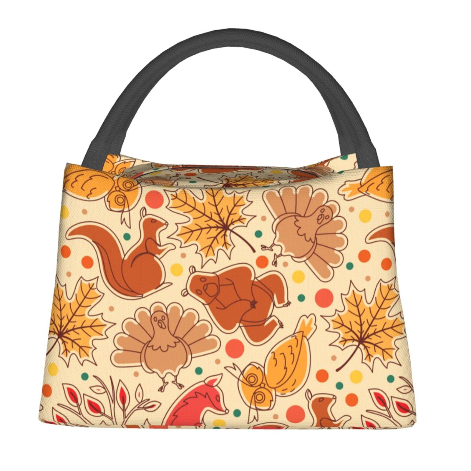 Honeii Autumn Animal Maple Leaves Print Cooler Bag Insulated, Large ...