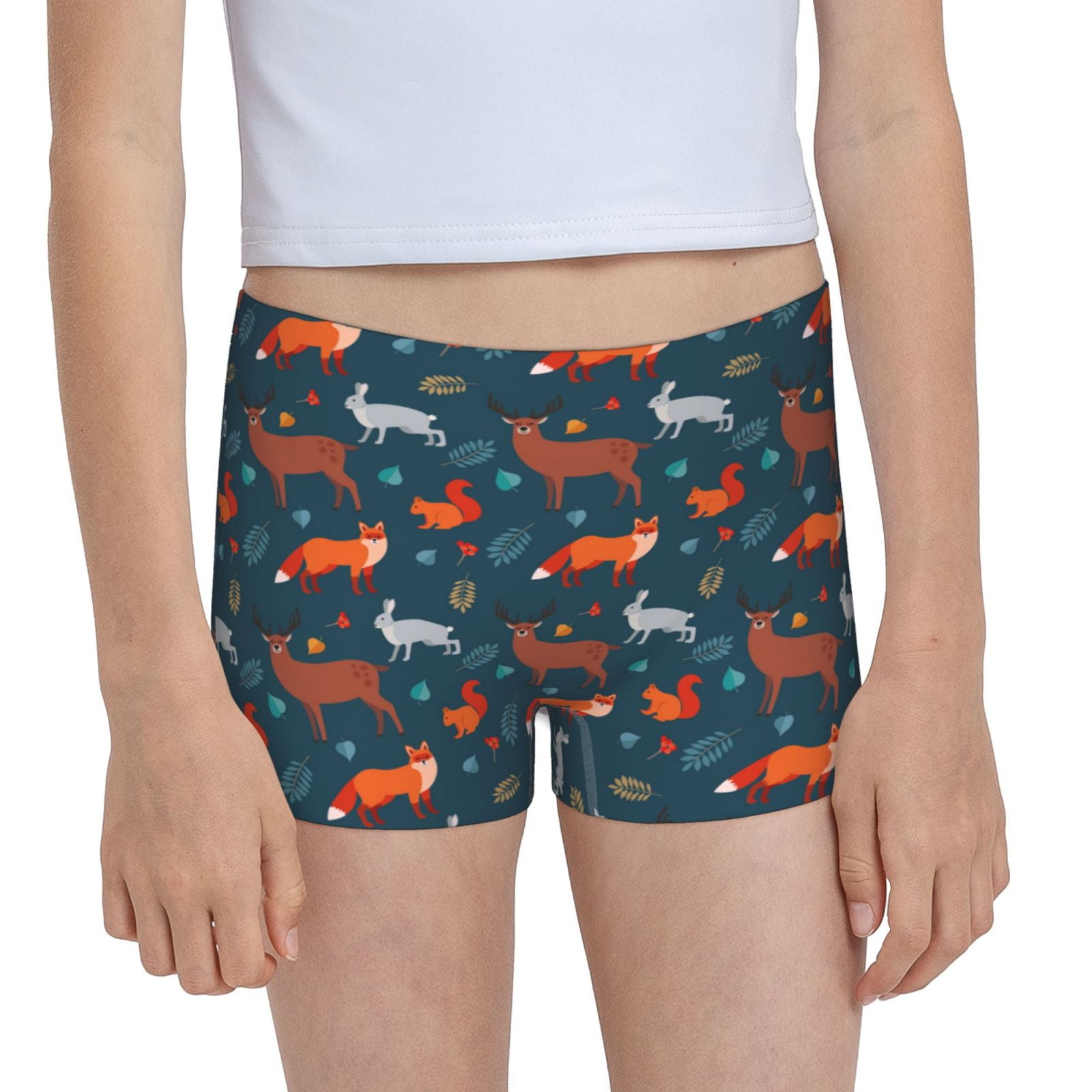 Honeii Autumn Forest Animals Cute Print 100% Cotton Boxer Briefs, Girls ...
