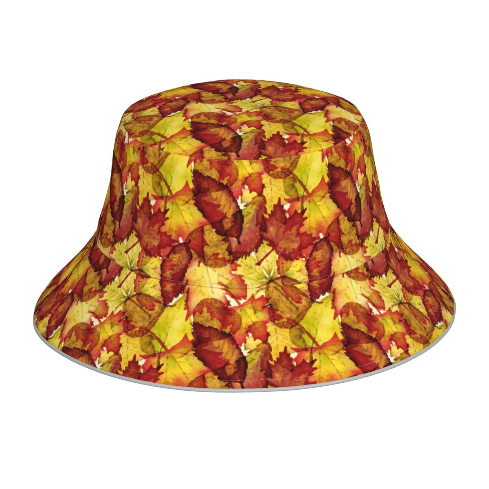 Honeii Autumn Mosaic Maple Leaves for Unisex Bucket Hat Waterproof Rain ...
