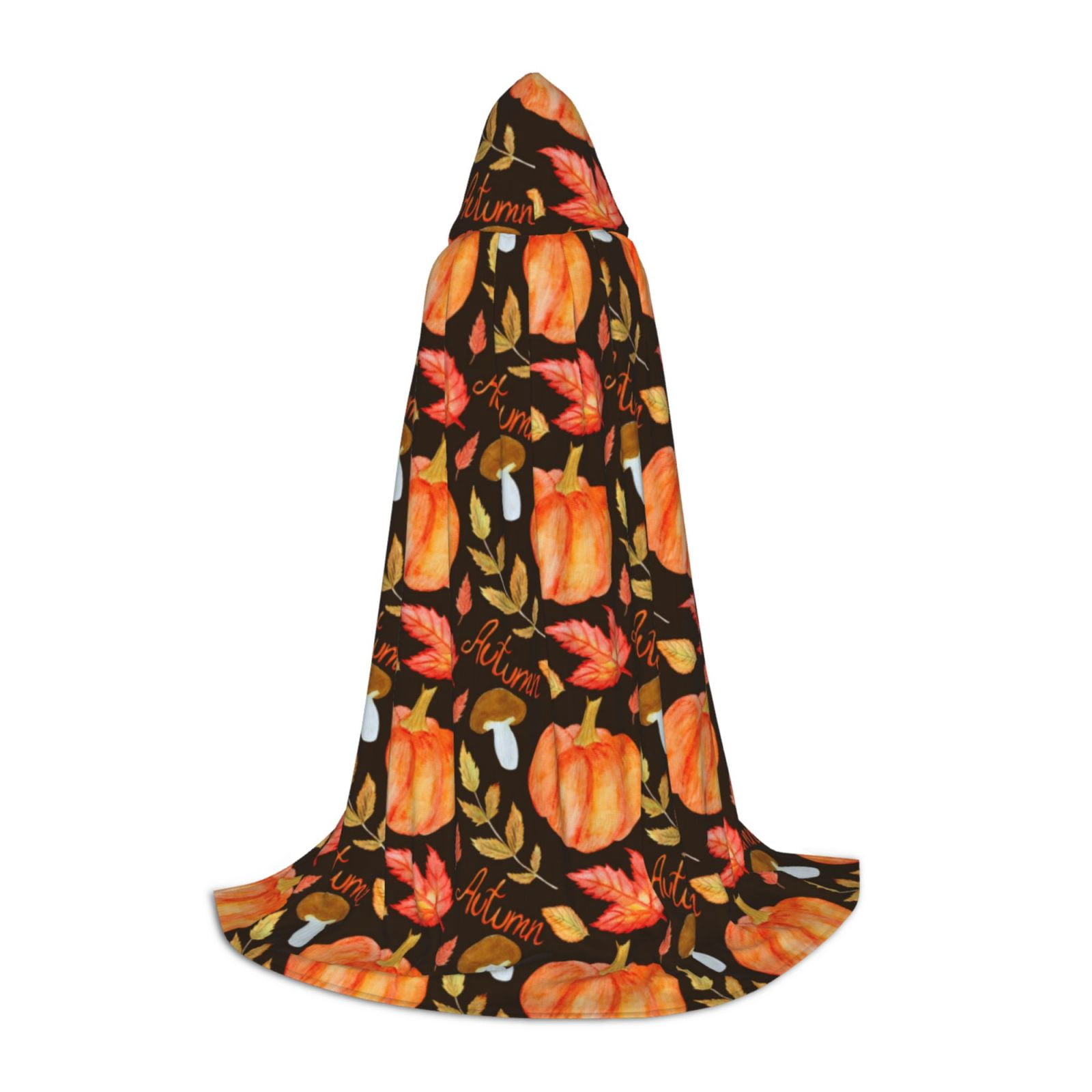 Honeii Autumn Pumpkin Print Poncho Cape, Cloak Coat, Snuggly Hooded ...