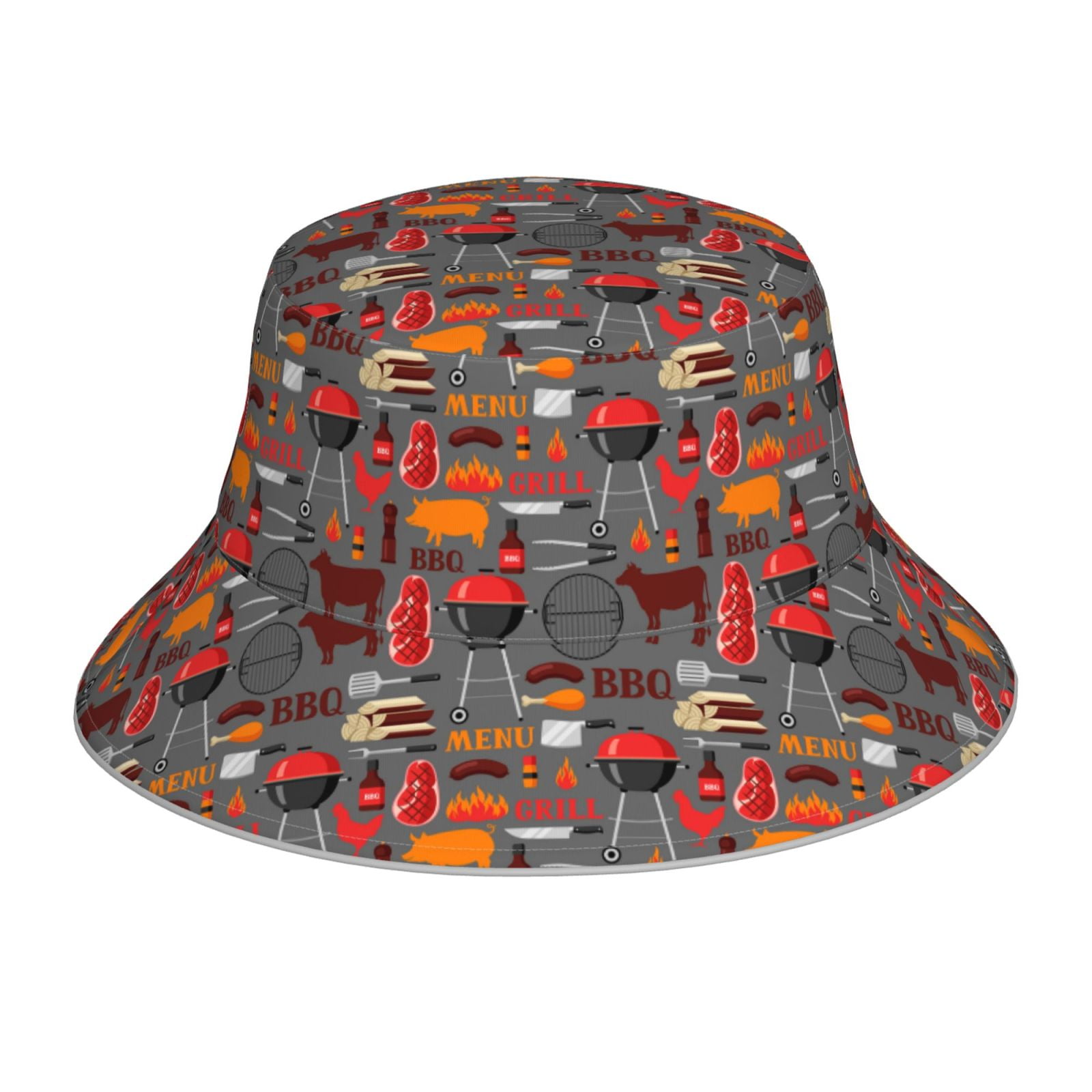 Honeii BBQ Icons for Unisex Bucket Hat Waterproof Rain Hat Reversible ...