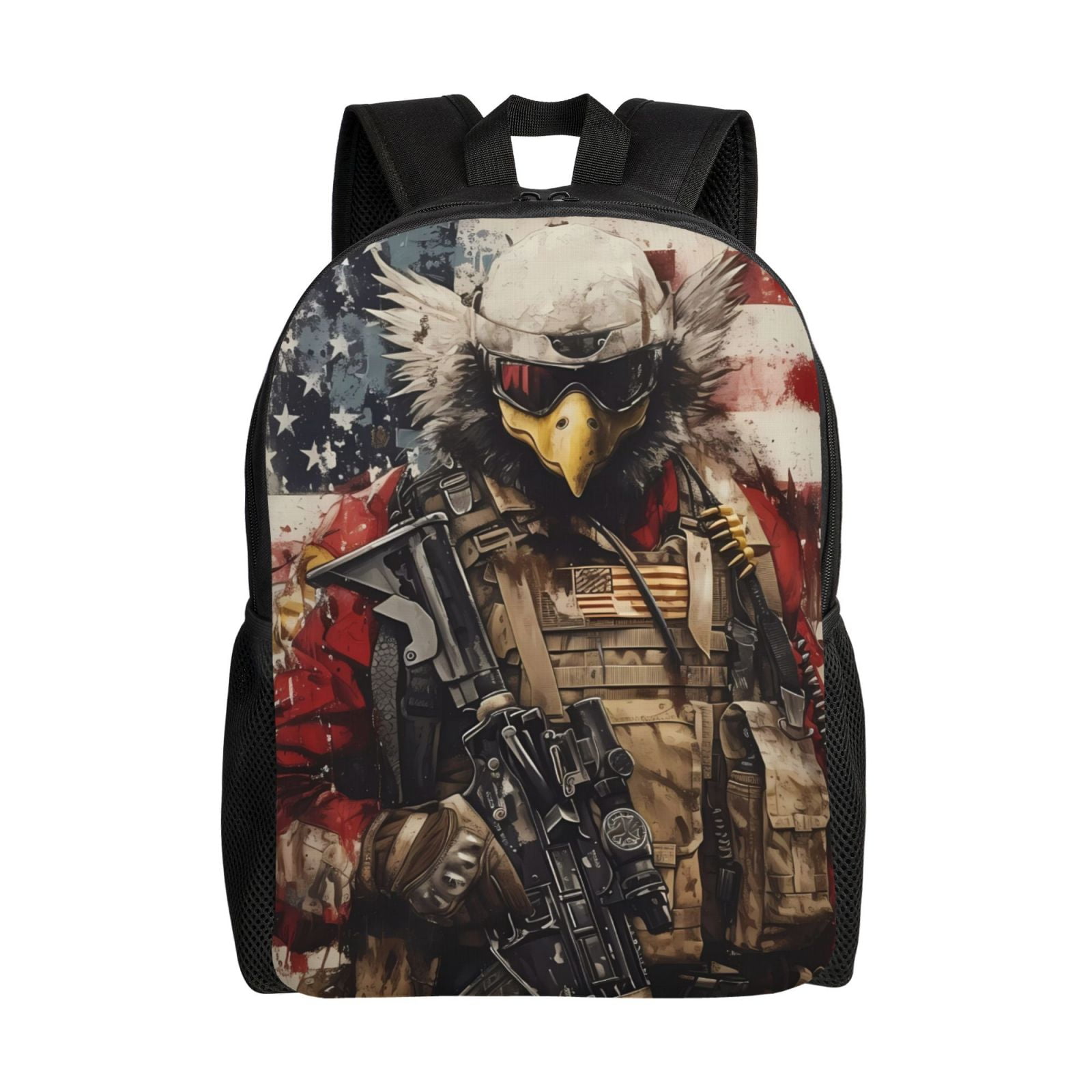 Honeii Bald Eagle Soldier Print Laptop Backpack for Work, College ...