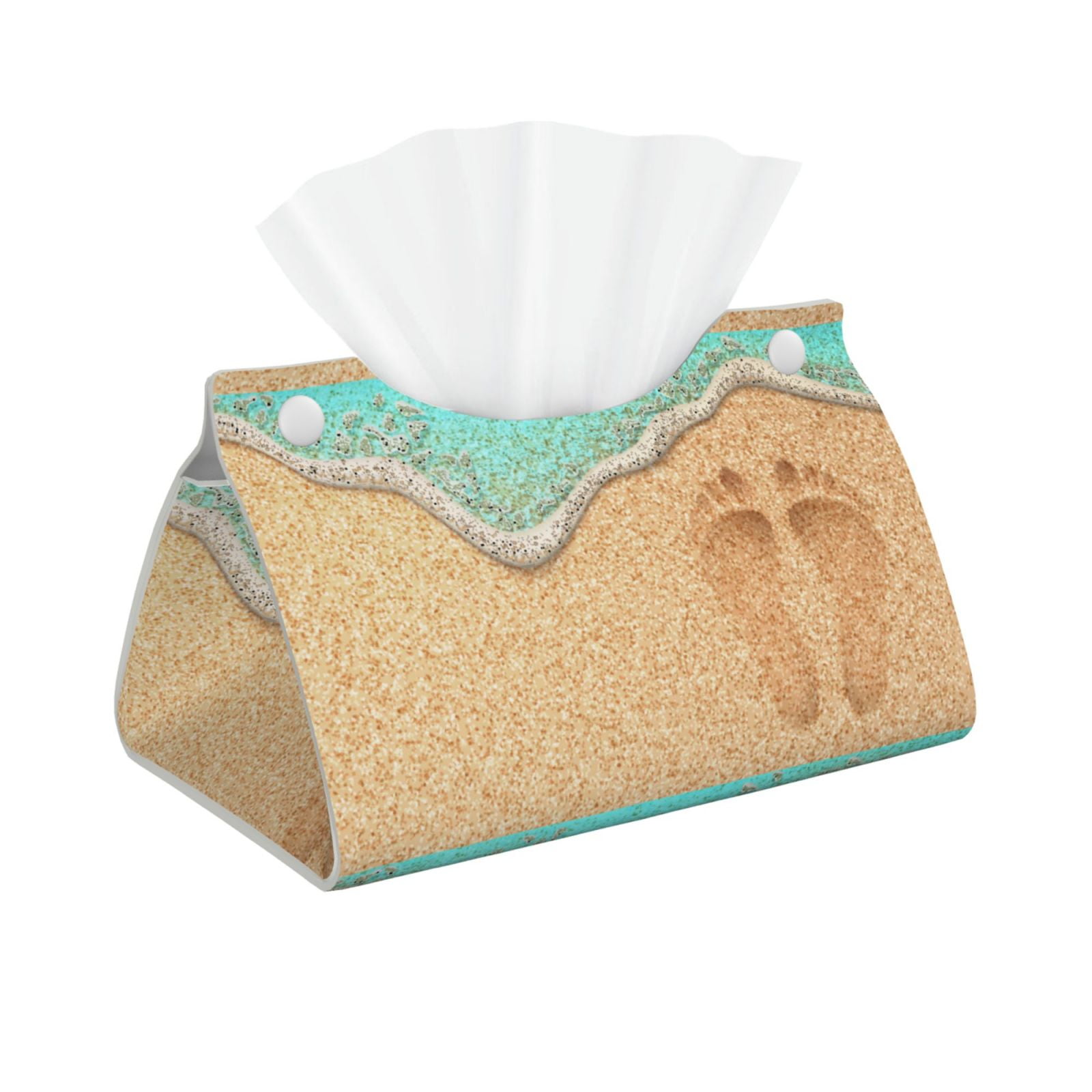 Honeii Beach Footprint for Tissue Box Cover/Holder - Covers Rectangular ...