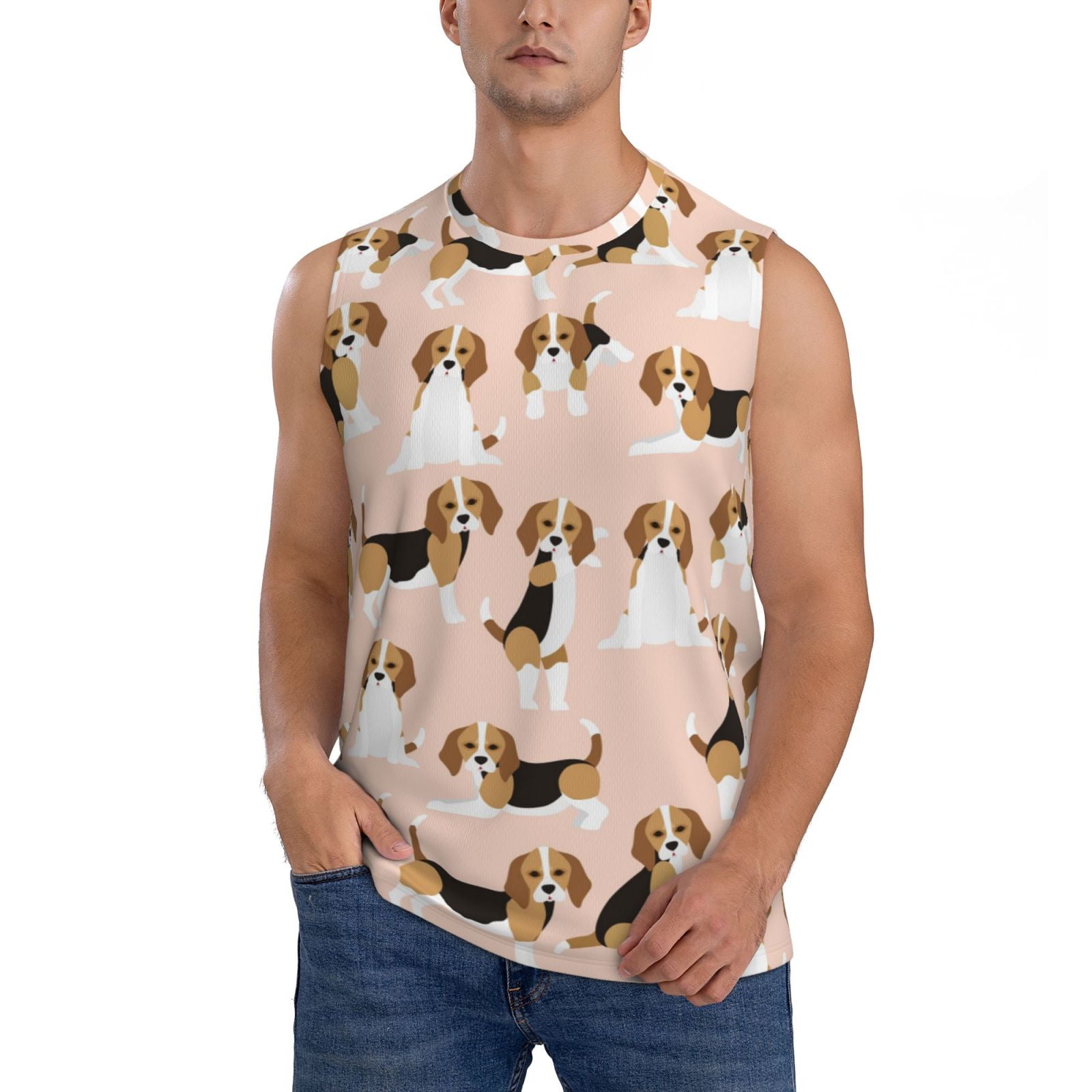 Honeii Beagle Dog On Brown Print Men's Sleeveless Muscle Shirts ...