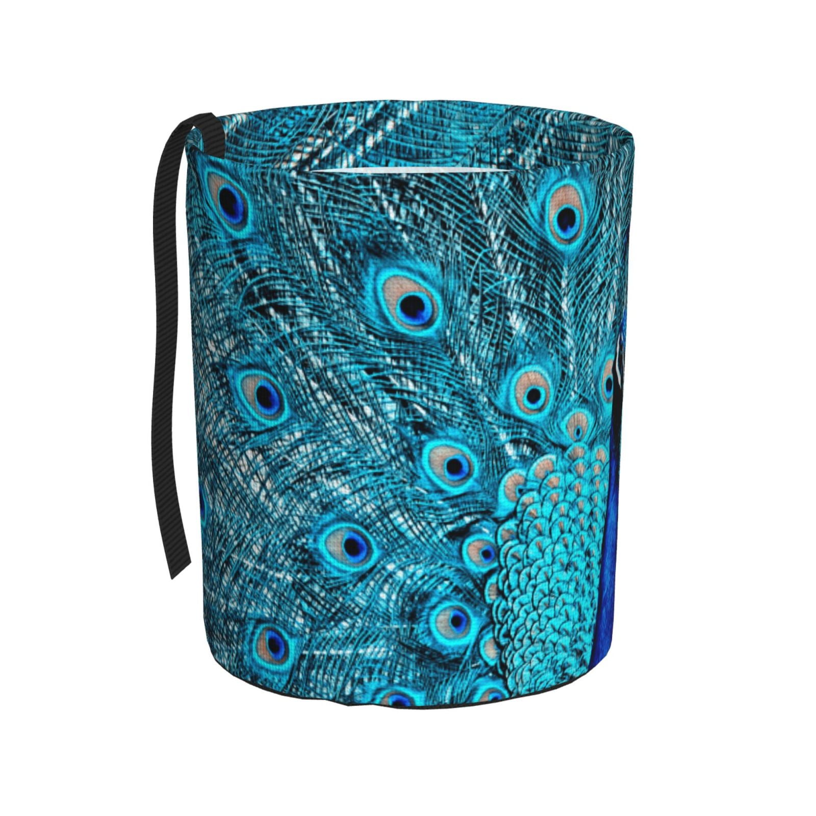 Honeii Beautiful Blue Peacock Print Waterproof Car Trash Can,Waterproof ...