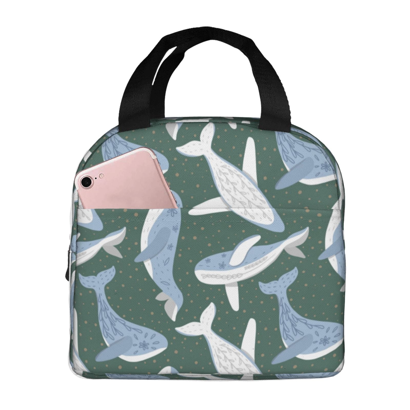 Honeii Beautiful Whales Print Lunch Bag Women, Lunch Box Lunch Bag for ...