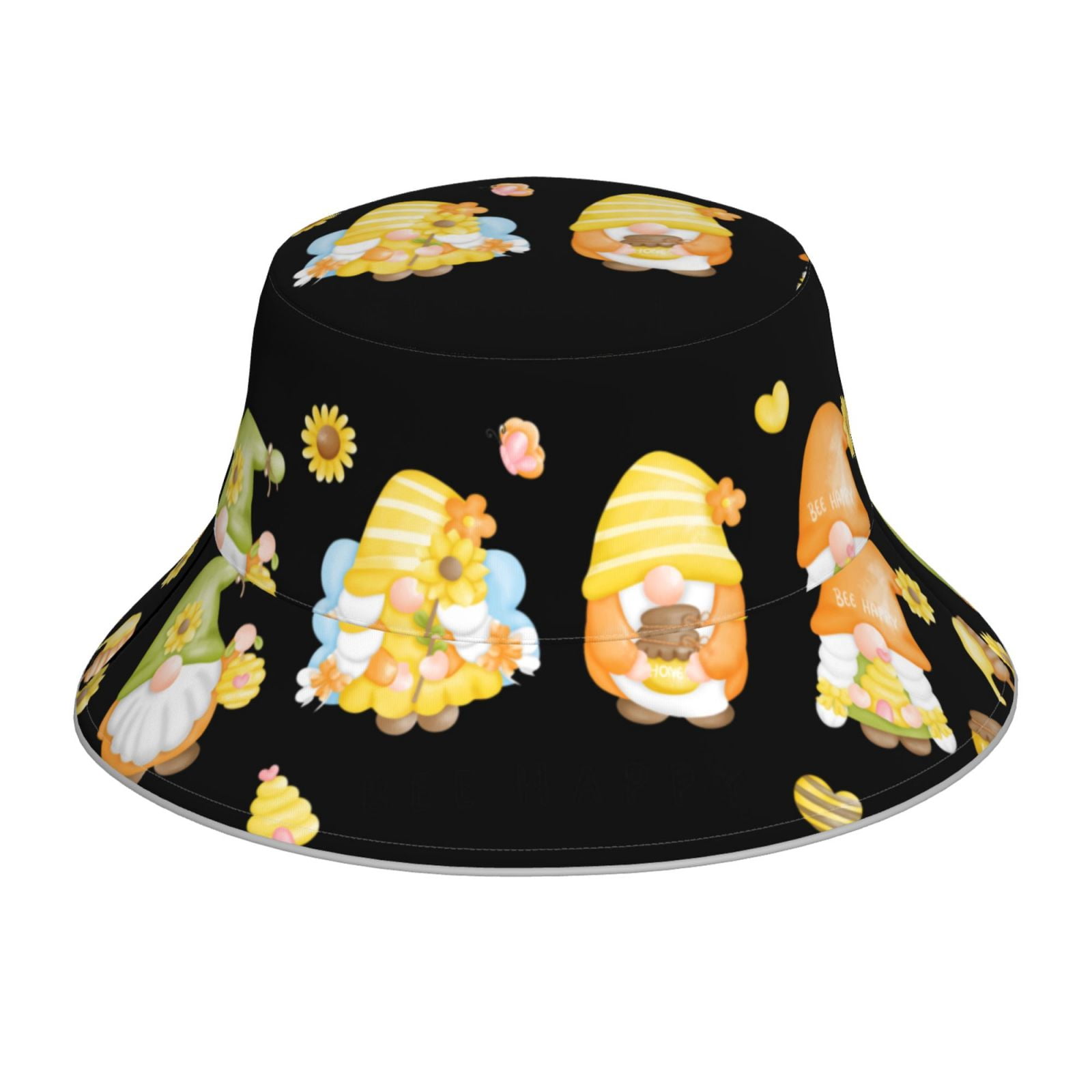 Honeii Bee Happy Sunflower Gnomes for Unisex Bucket Hat Waterproof Rain ...
