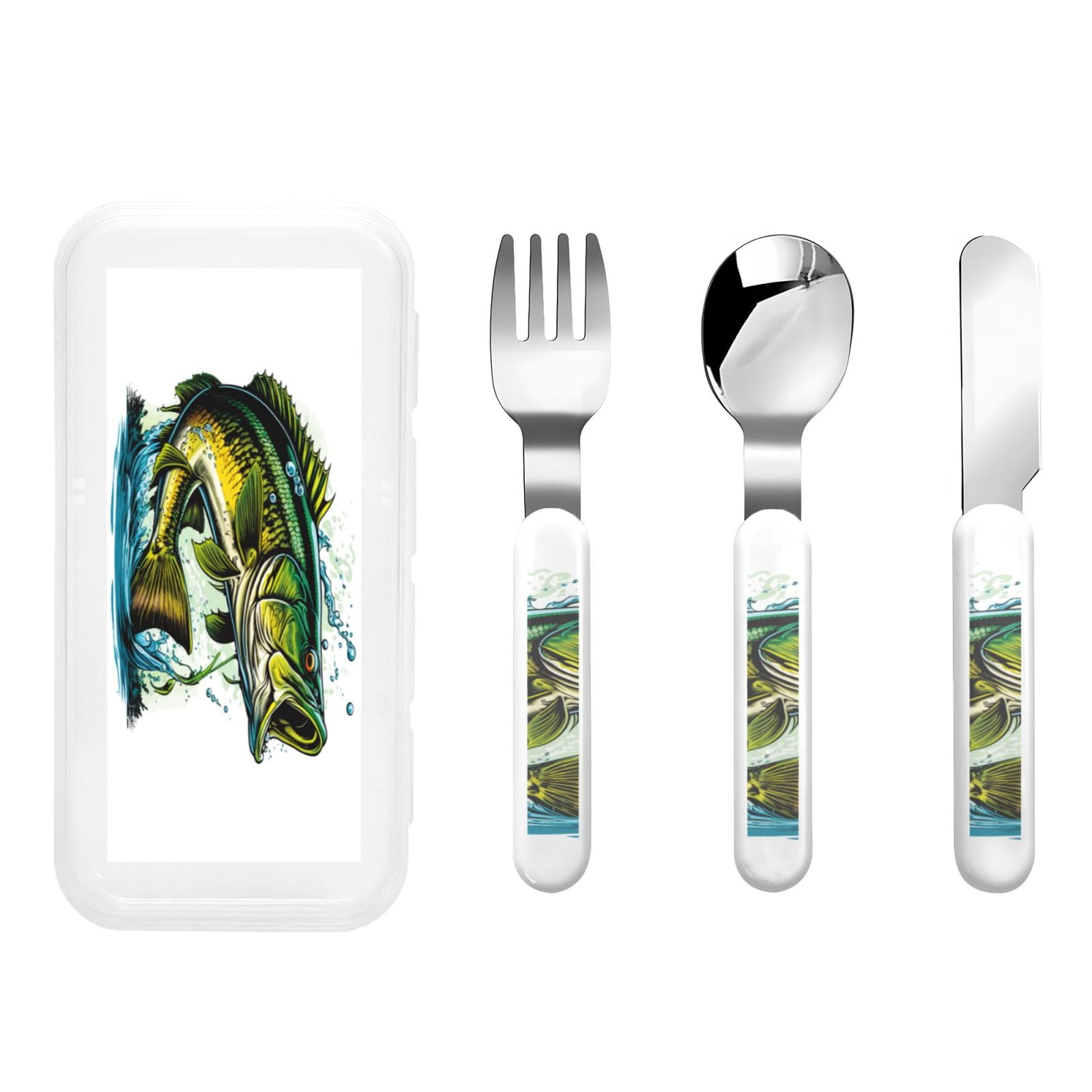 Honeii Big bass fish Print Children's Knife, Fork And Spoon Set ...