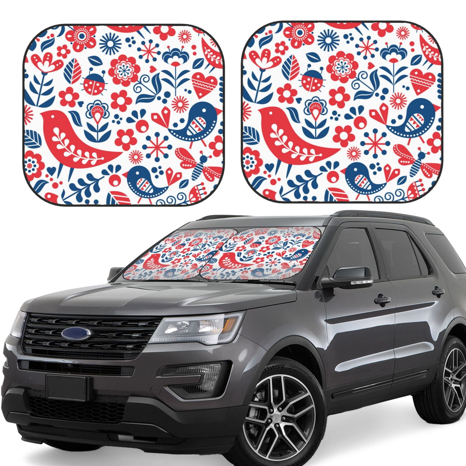 Honeii Birds Flowers Print Foldable Car Sun Shade for Windshield, 2 ...