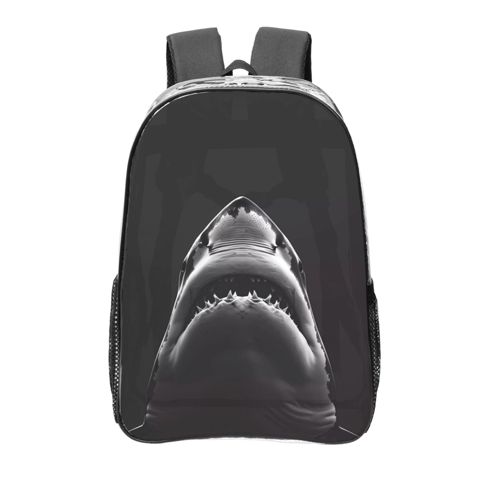 Honeii Black And White Shark Print Clear Backpack Heavy Duty ...