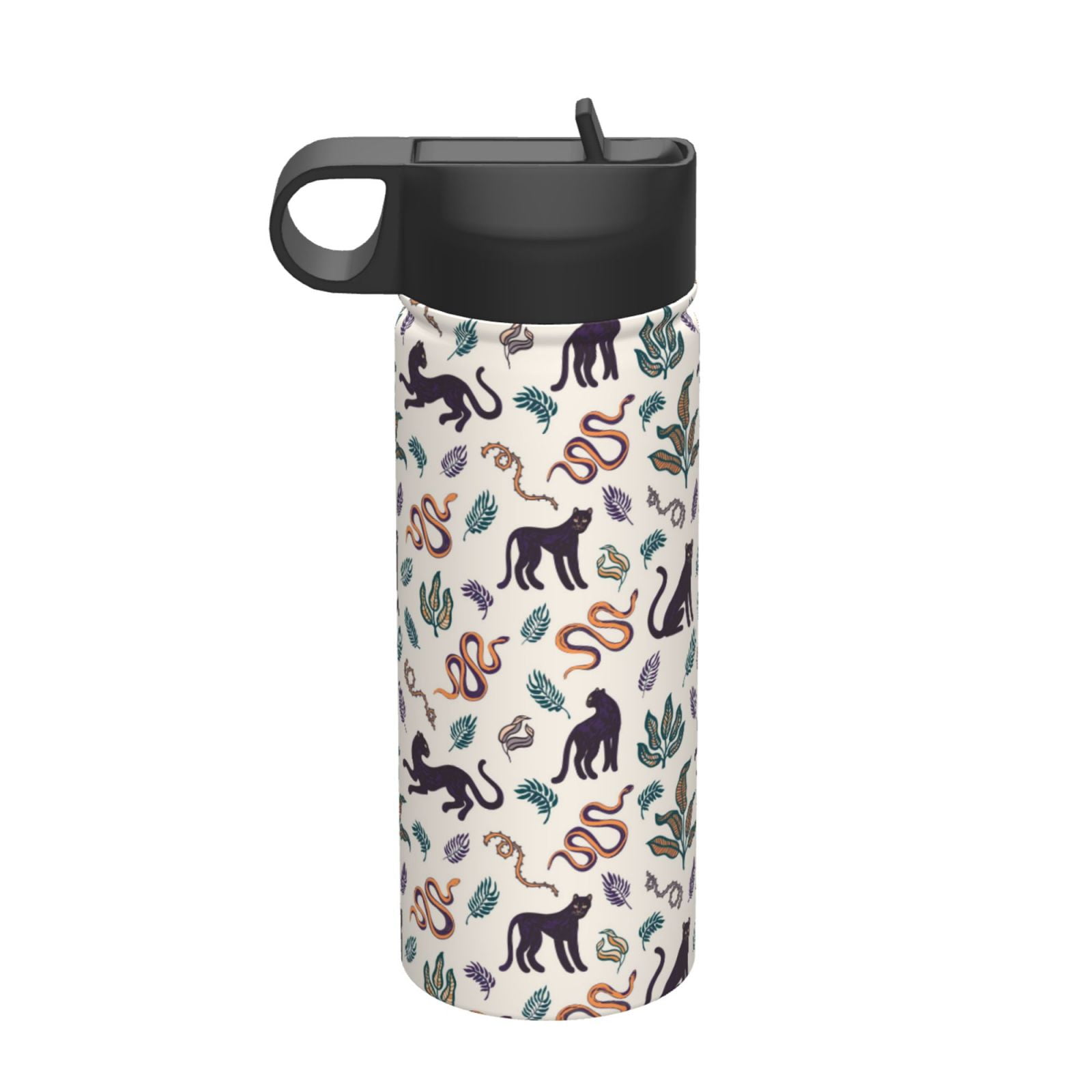 Honeii Black Cat And Snake Print 18 oz Insulated Water Bottle with ...