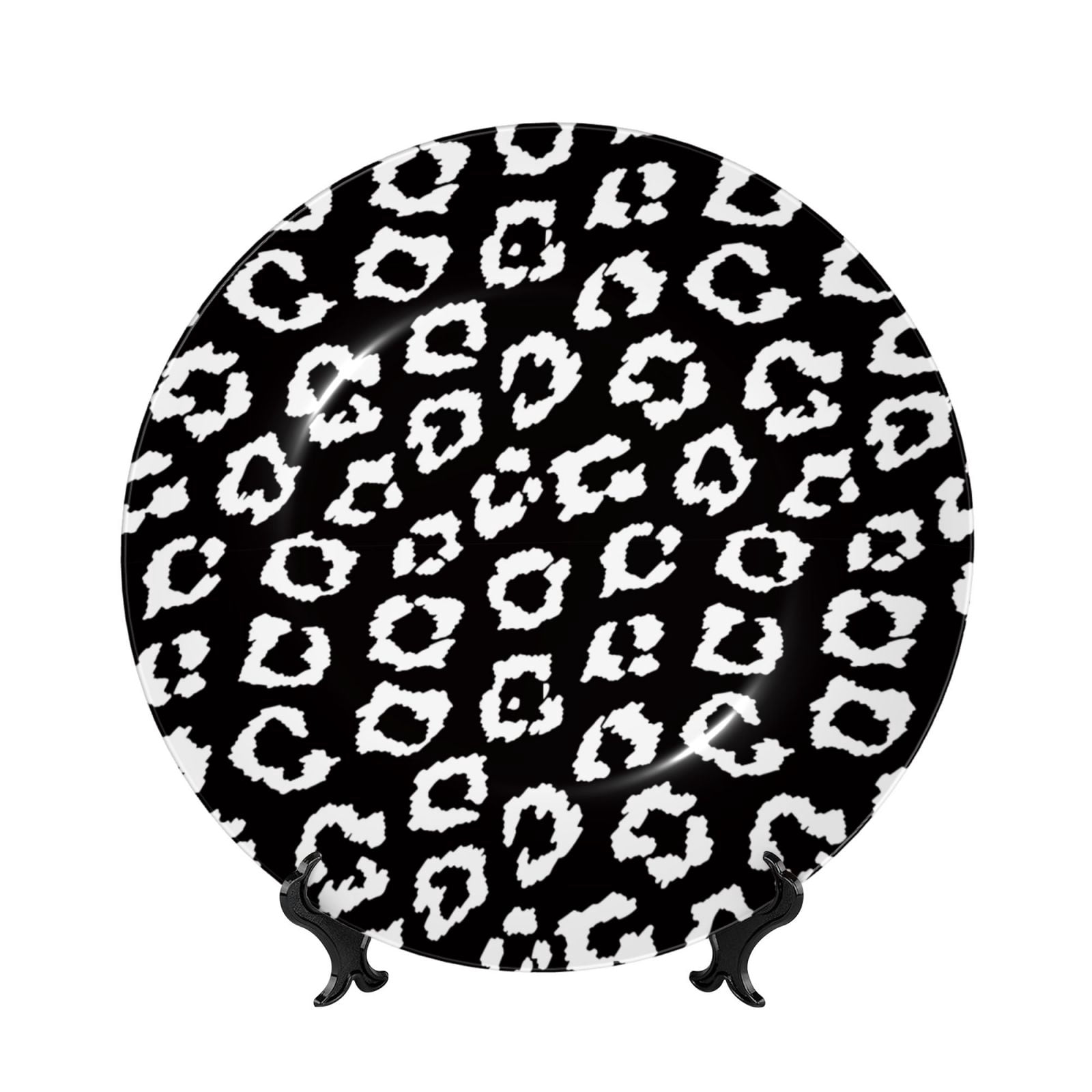 Honeii Black Leopard Print Elegant Bone China Decorative Plate ...